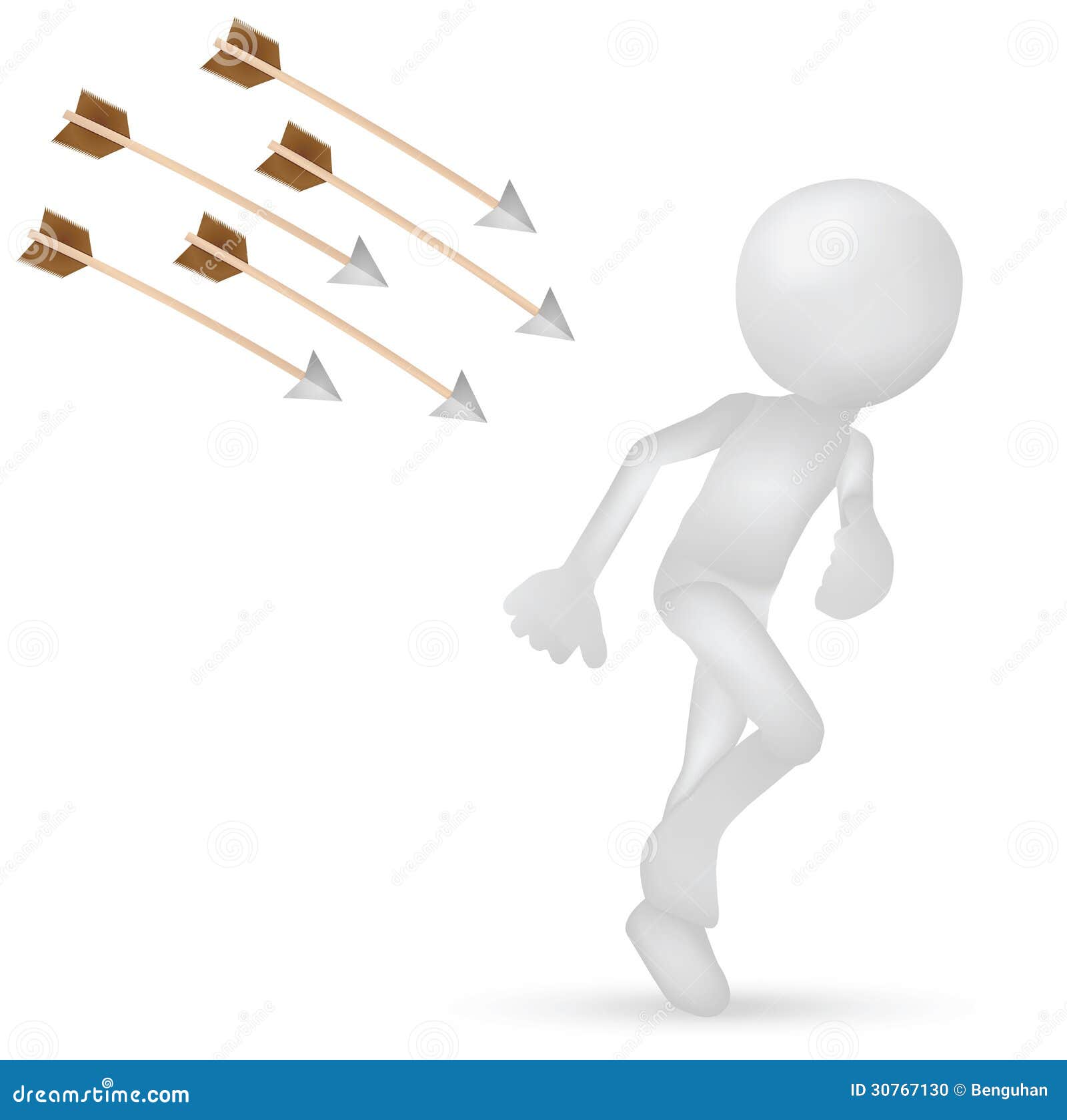 3d man running from arrows stock illustration. Illustration of arrow ...