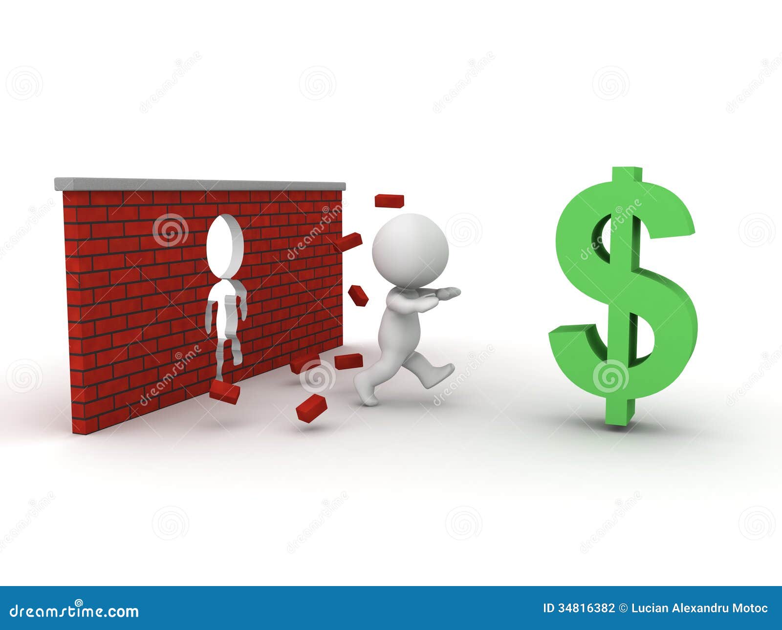 Man Running Through A Brick Wall Royalty-Free Stock Photography ...