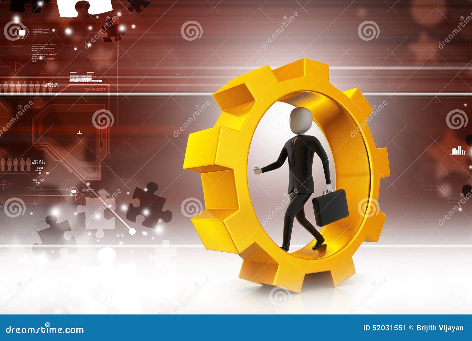 3d man running the gear stock illustration. Illustration of metal ...