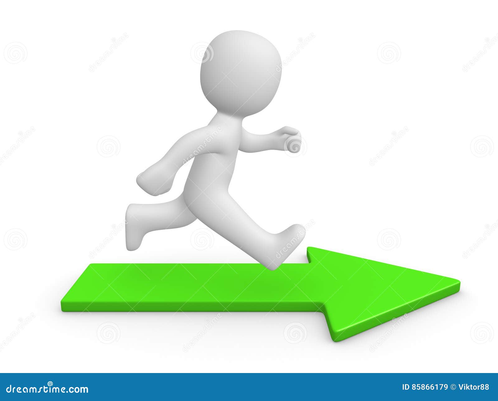 3d Man Running on Green Arrow. Stock Illustration - Illustration of ...