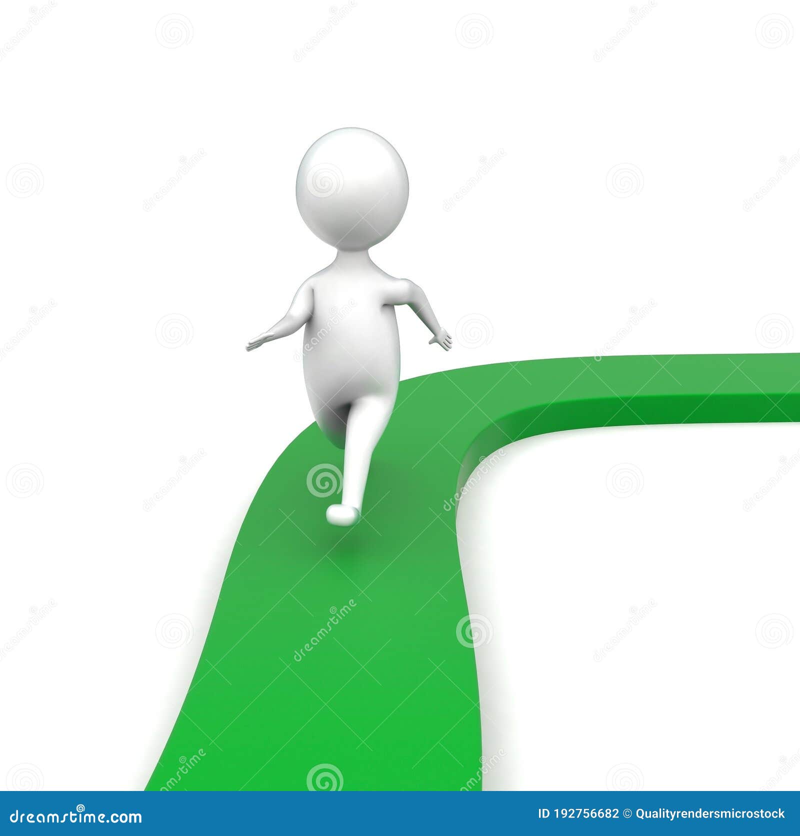 3d Man Running on a Green Path Concept Stock Illustration ...