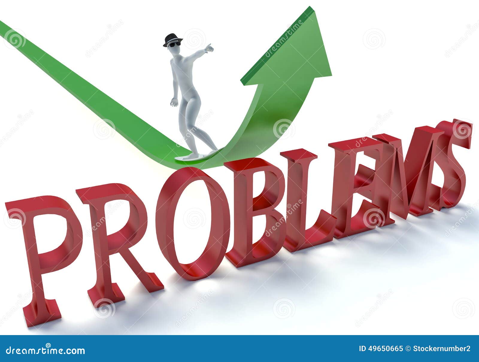 3d Man Running Over the Text Problems. Stock Illustration ...