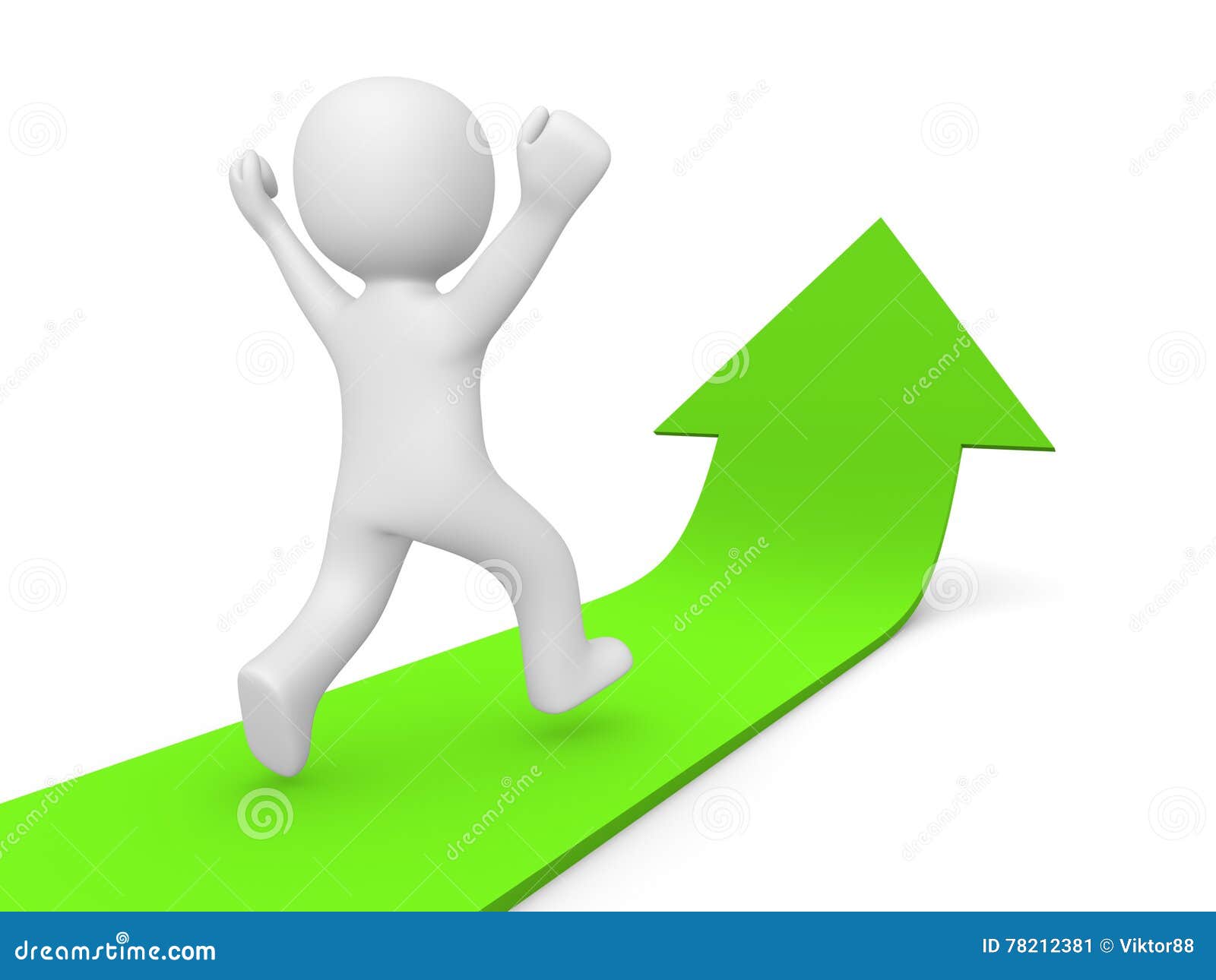 3d Man Running on the Rising Arrow. Stock Illustration - Illustration ...