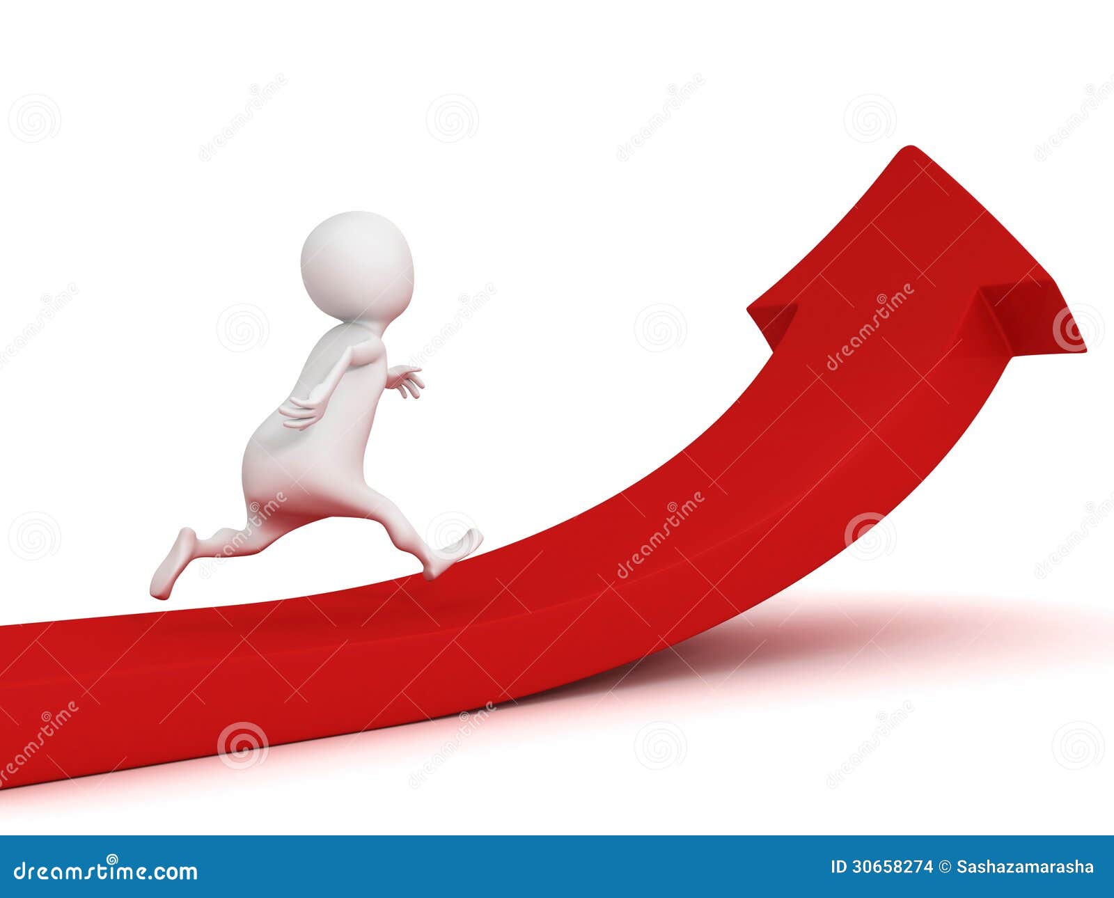 3d Man Running Up The Growing Red Arrow Stock Photography ...