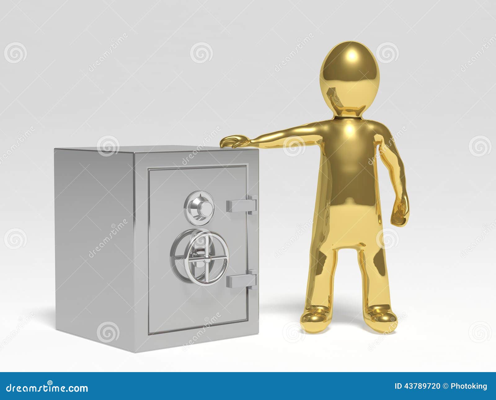 3D man with safe stock illustration. Illustration of person - 43789720