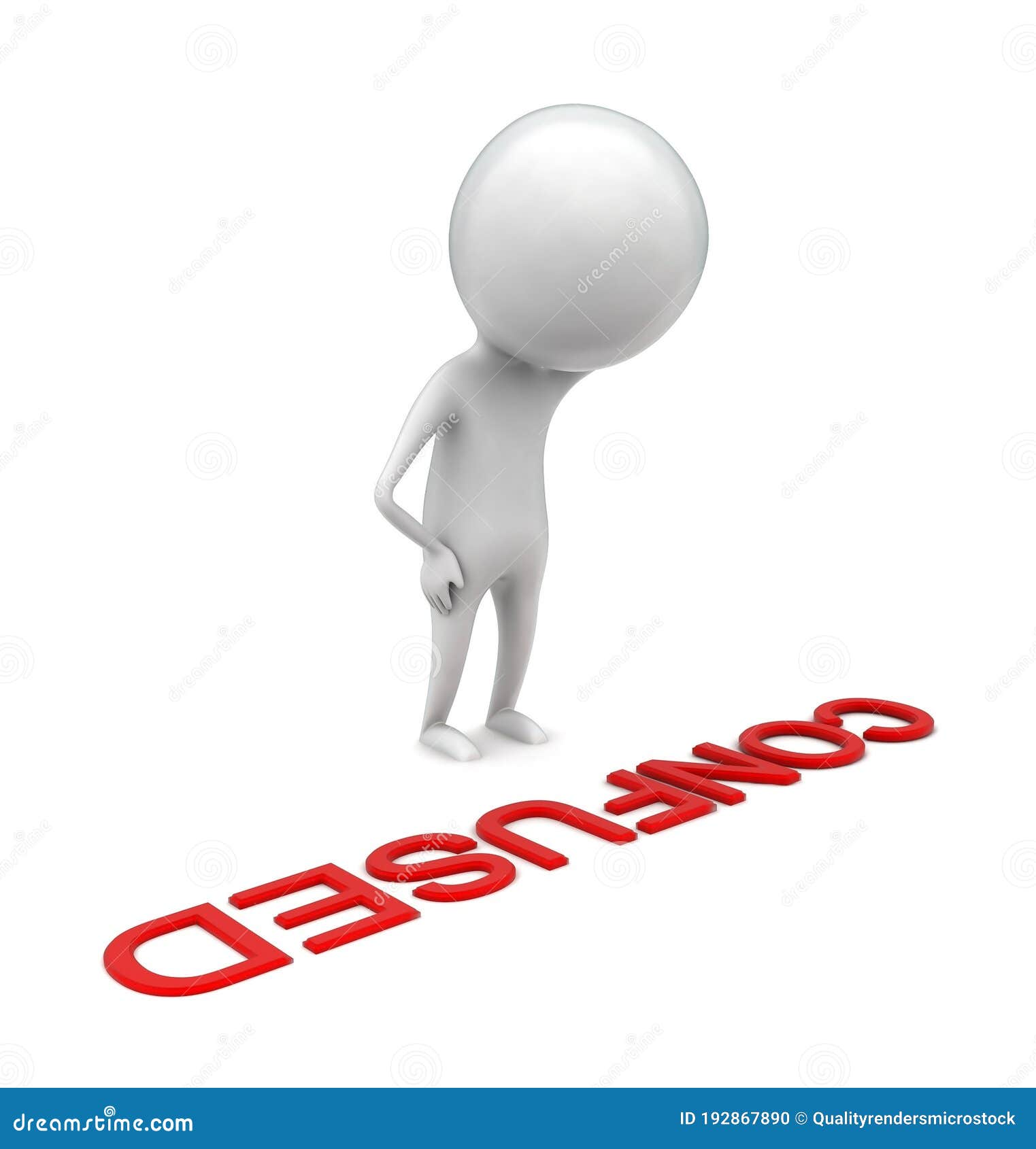 3d Man Scratching Head and Looking at Confused Text on Ground Concept ...