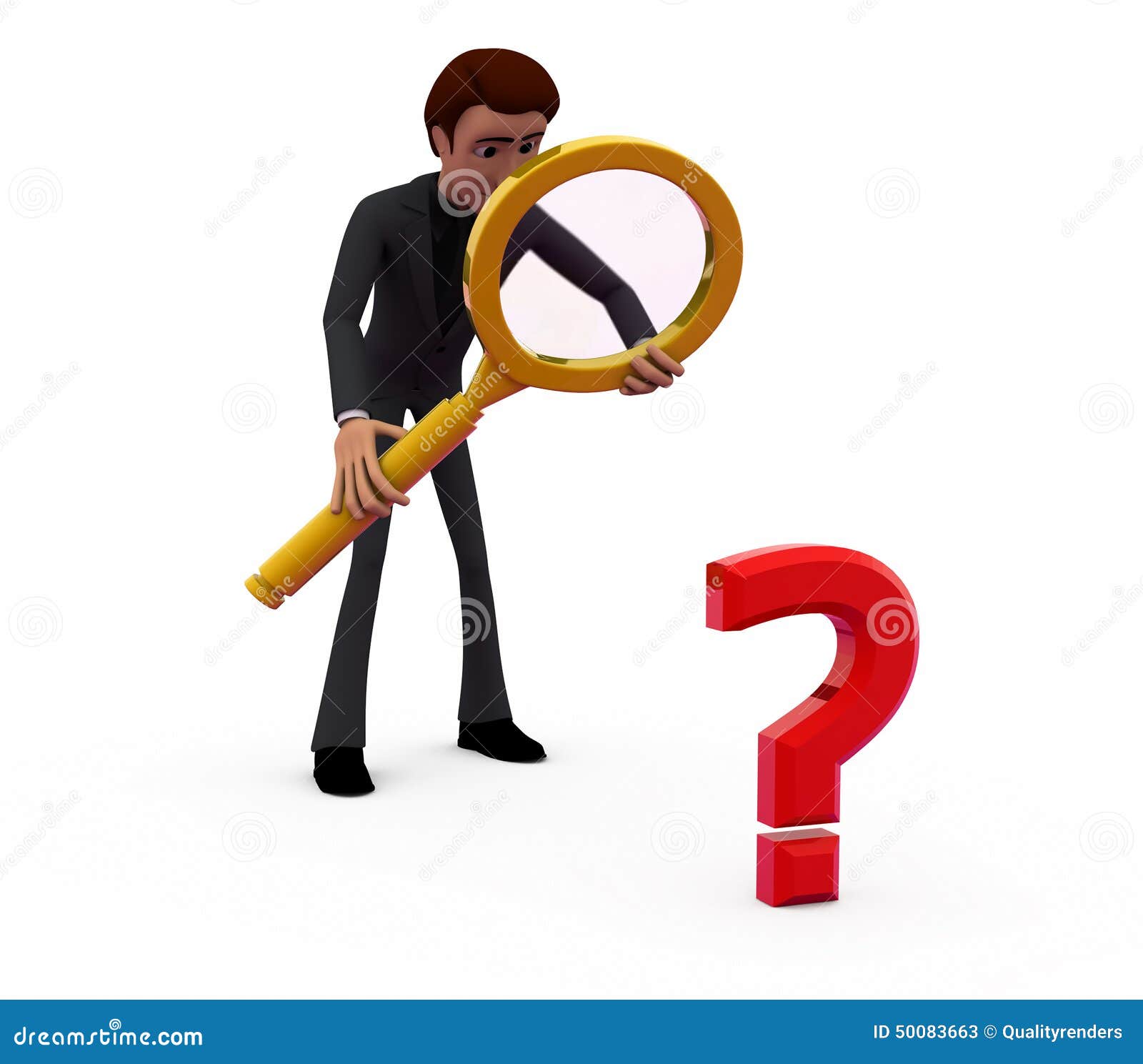 3d Man Search Question Concept Stock Illustration - Illustration of ...