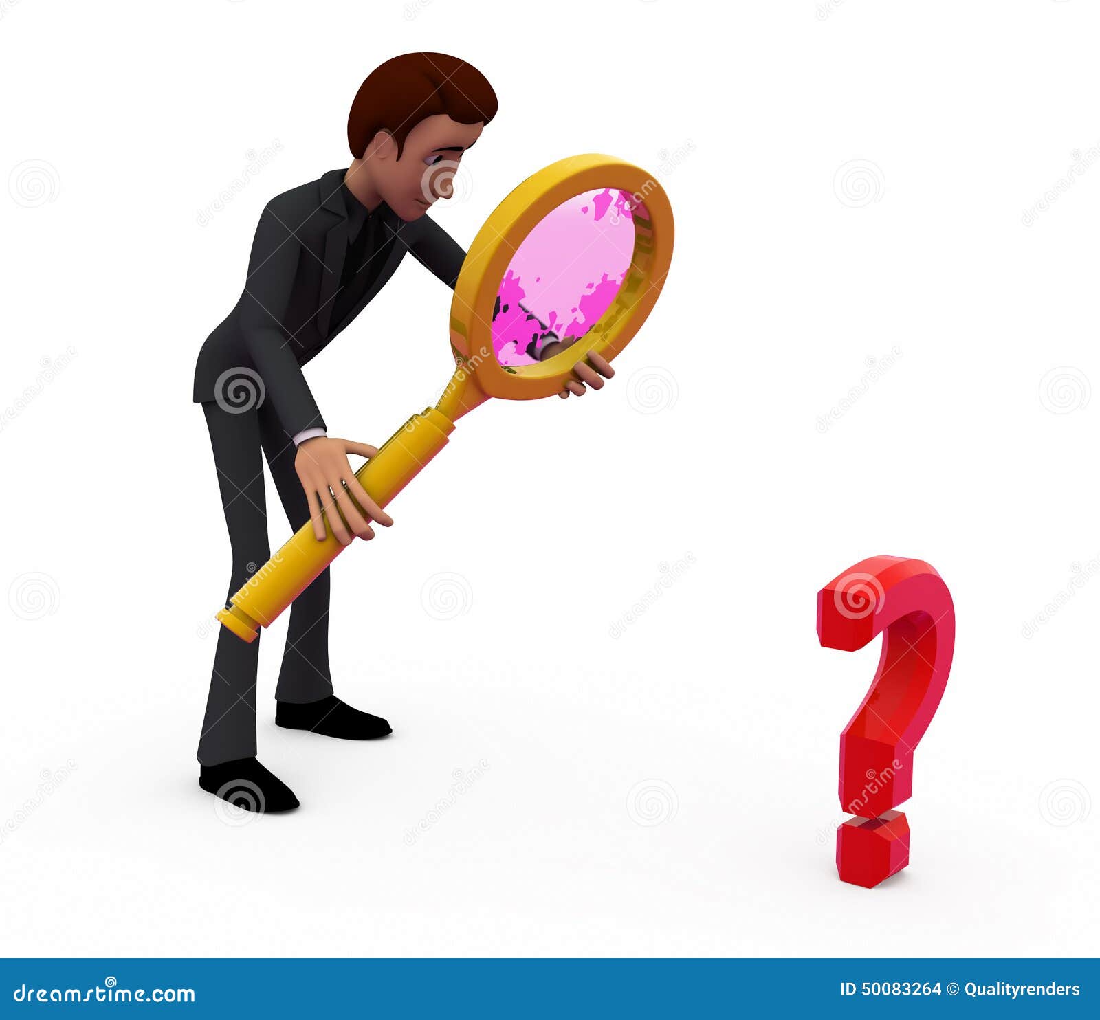 3d Man Search Question Concept Stock Illustration - Illustration of ...