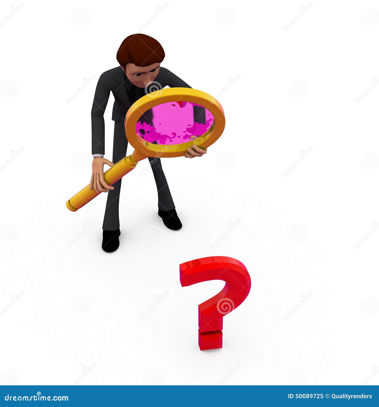 3d Man Search Question Concept Stock Illustration - Illustration of ...