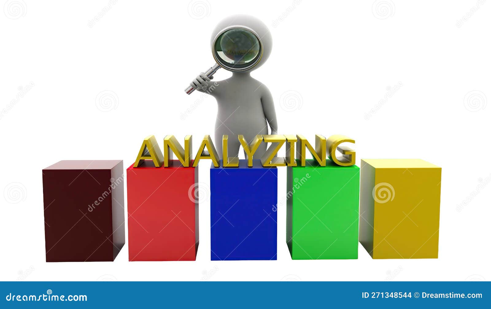 3d Man Searching Analyzing Concept Stock Illustration - Illustration of ...