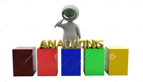 3d Man Searching Analyzing Concept Stock Illustration - Illustration of ...