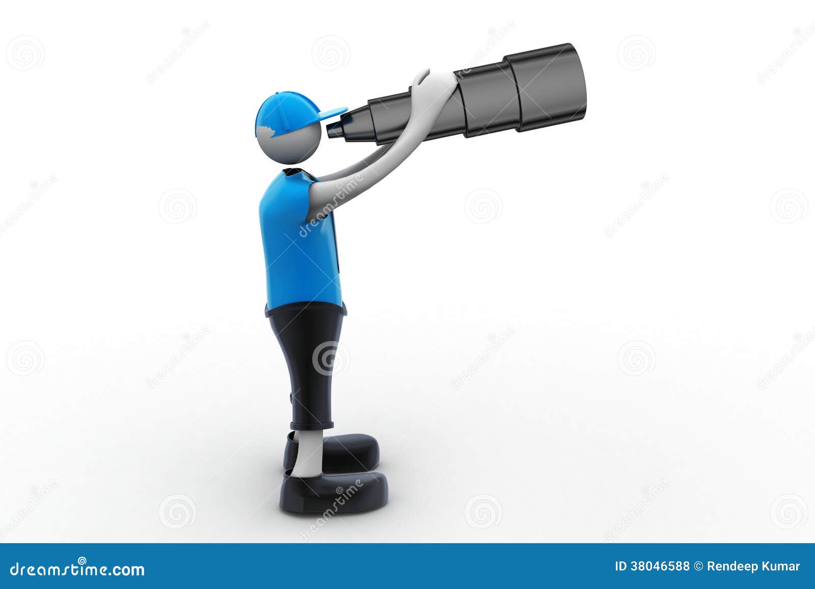 3D Man Searching with Binoculars Stock Illustration - Illustration of ...