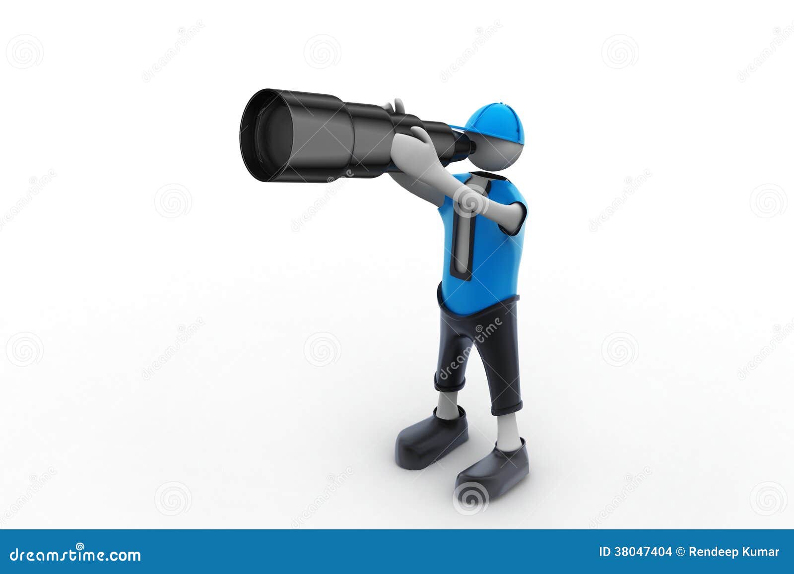 3D Man Searching with Binoculars Stock Illustration - Illustration of ...