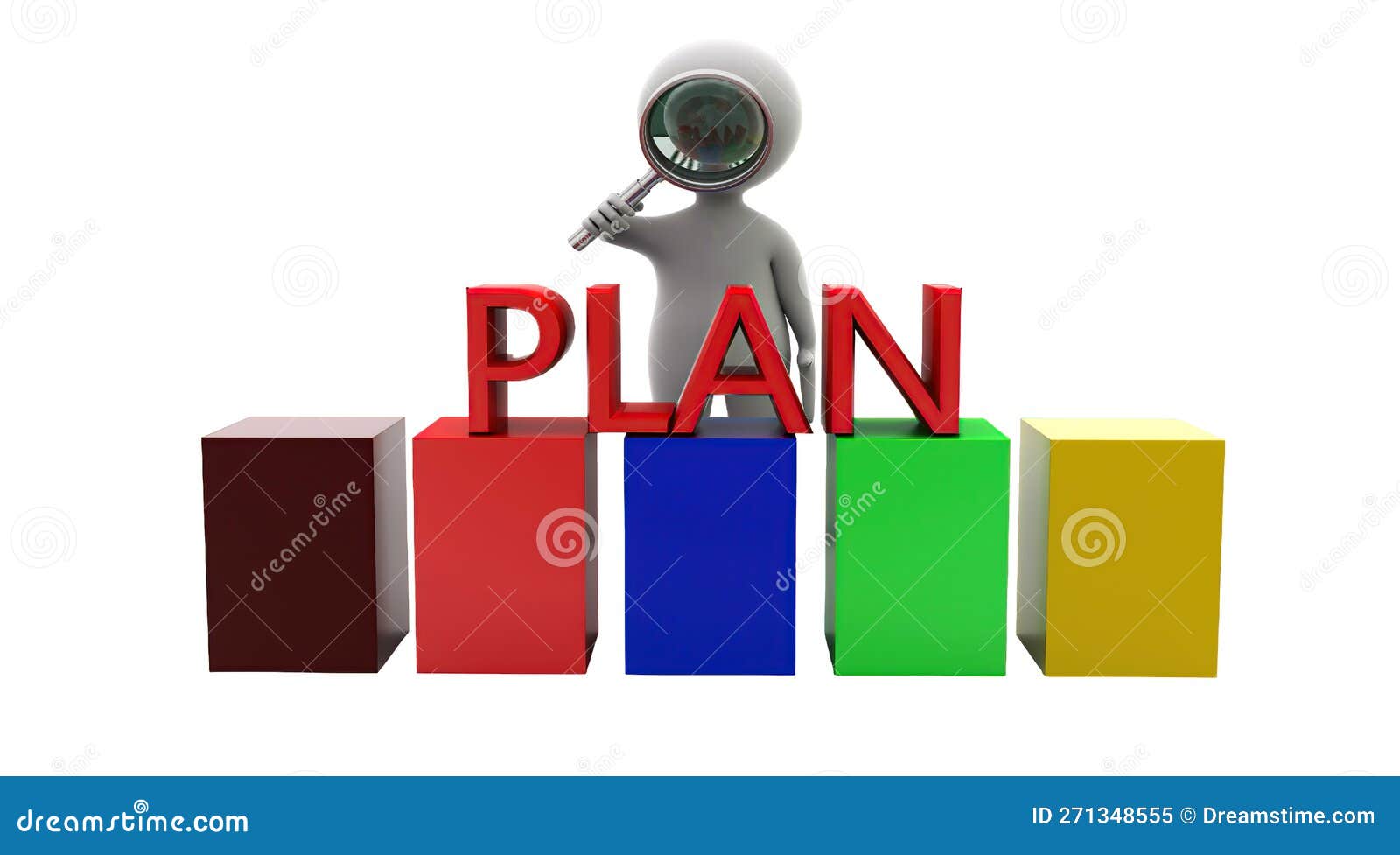 3d Man Searching Plan Concept Stock Illustration - Illustration of ...