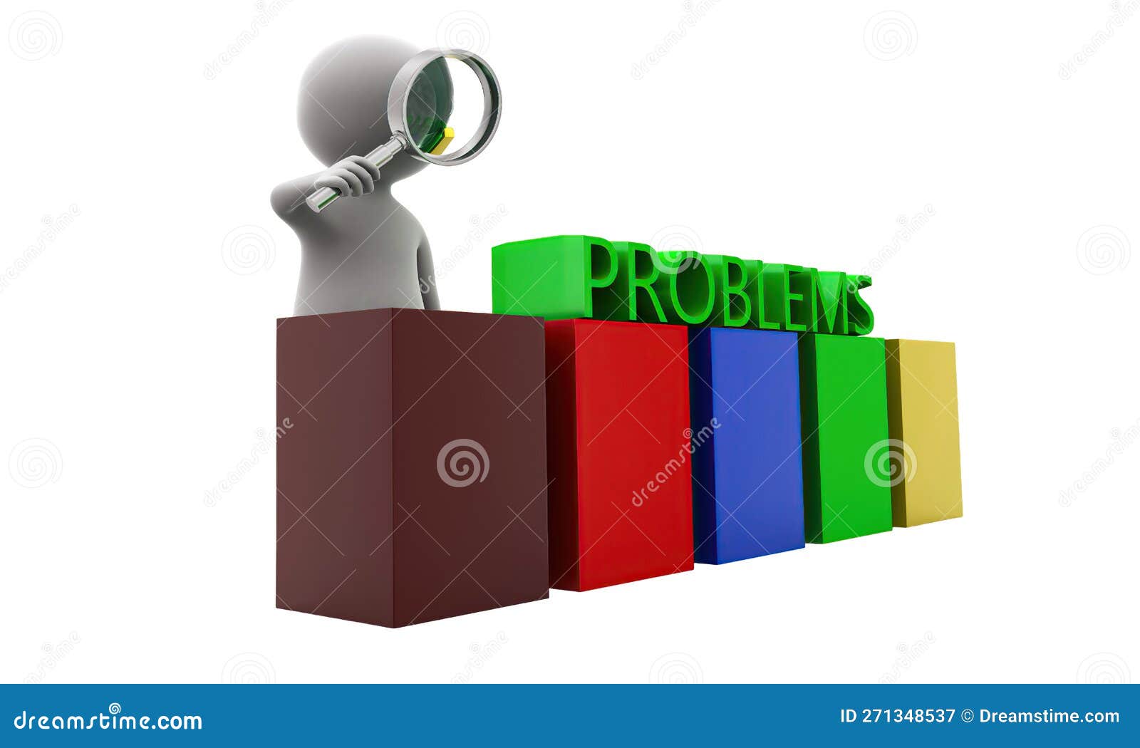 3d Man Searching Problems Concept Stock Illustration - Illustration of ...
