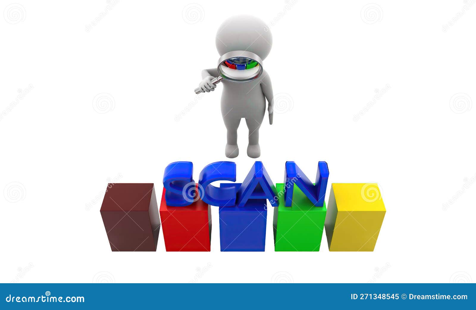 3d Man Searching Scan Concept Stock Illustration - Illustration of ...