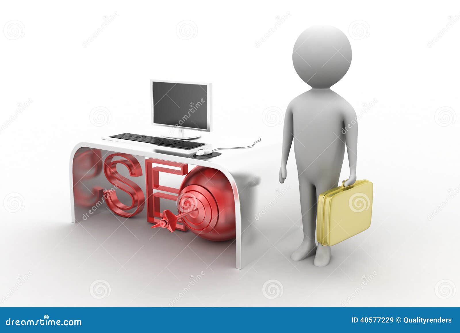 3d Man with Seo Illustration Stock Illustration - Illustration of ...