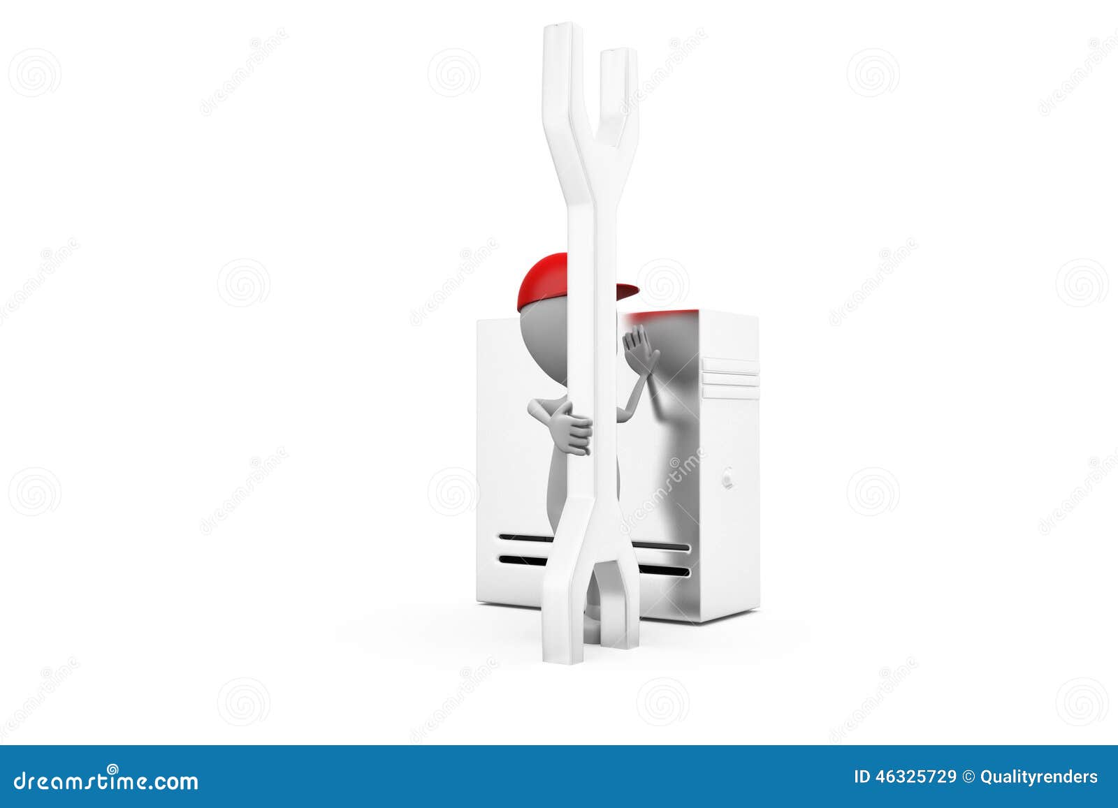 3d Man Server Repair Concept Stock Illustration - Illustration of ...