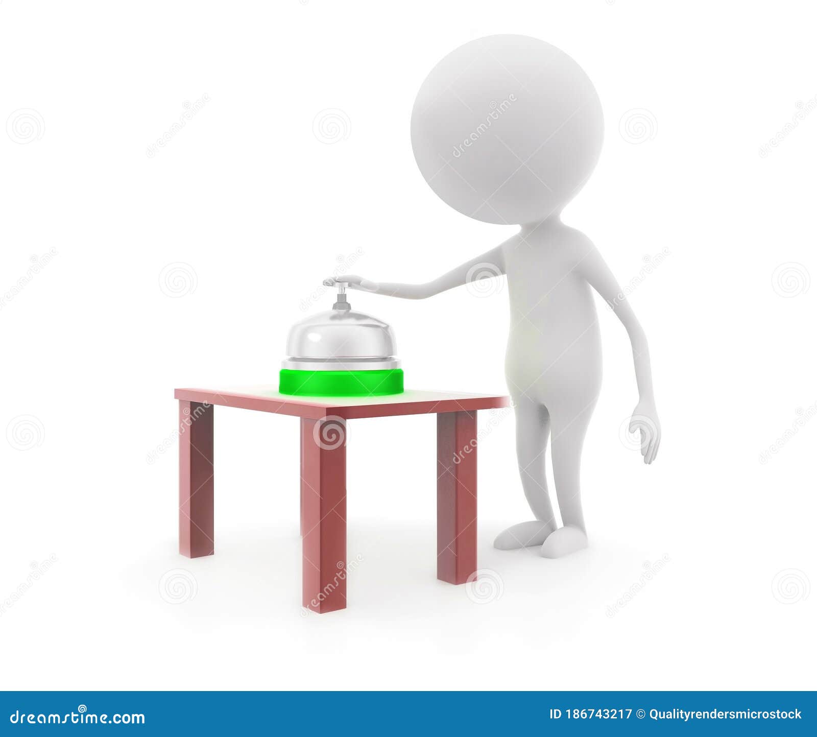 3d Man Service Bell Concept Stock Illustration - Illustration of little ...