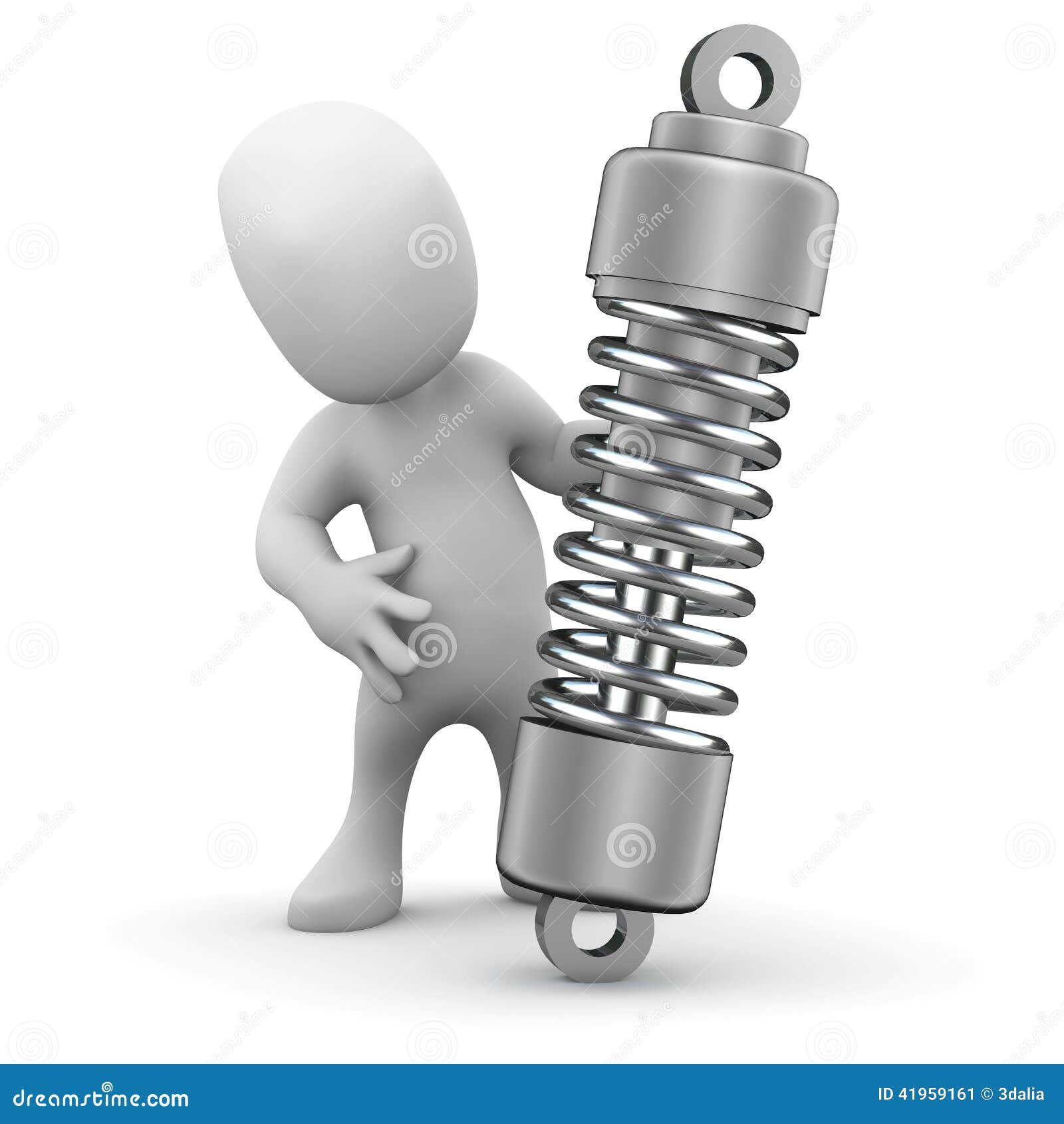 3d Man with shock absorber stock illustration. Illustration of cute ...