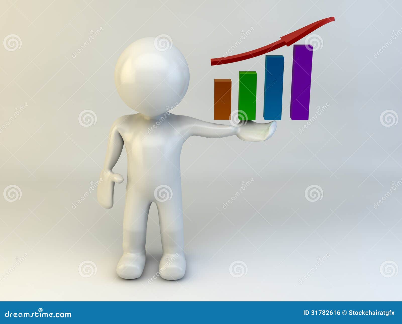 3D man show chart stock illustration. Illustration of human - 31782616