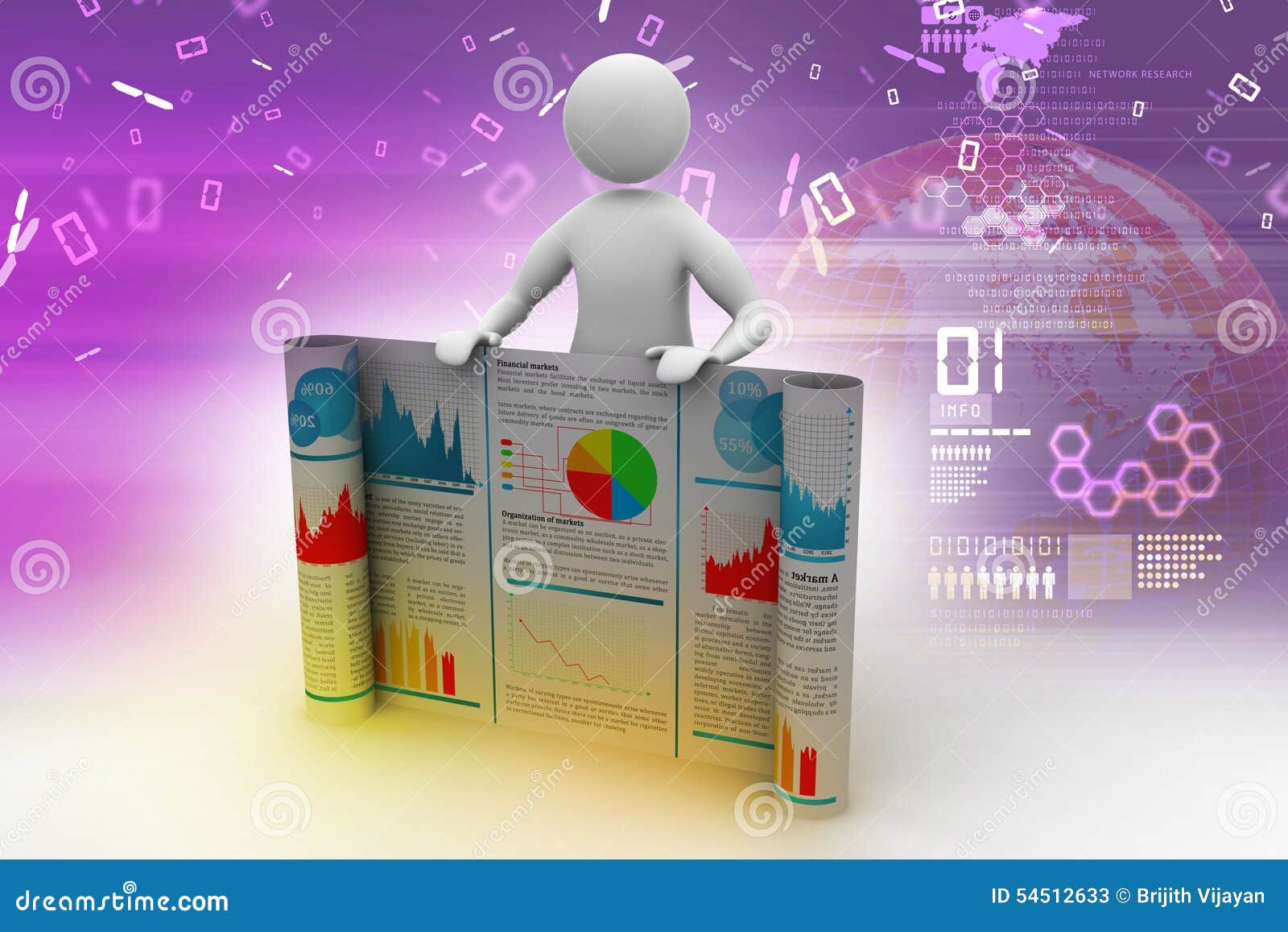 3d Man Showing the Business Report Stock Illustration - Illustration of ...