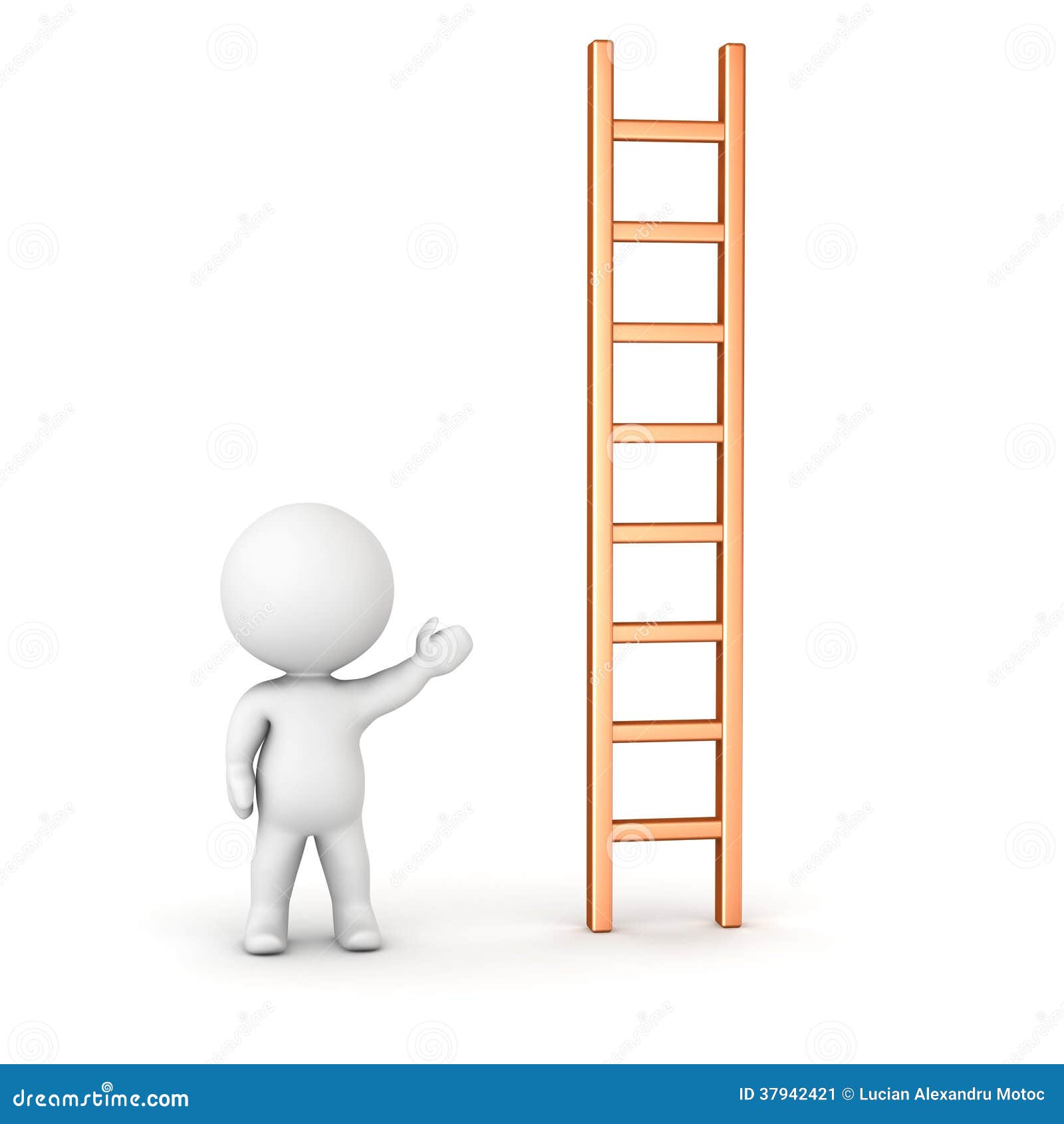 3D Man Showing Ladder stock illustration. Illustration of ladder - 37942421