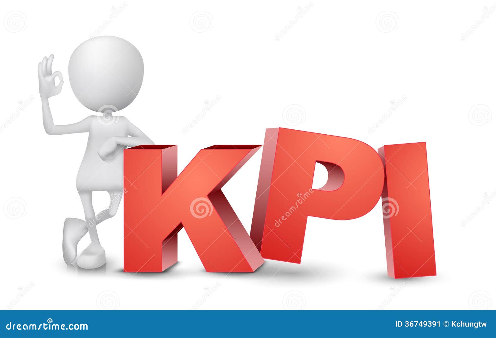 3d Man Showing Okay Hand Sign with KPI Stock Vector - Illustration of ...