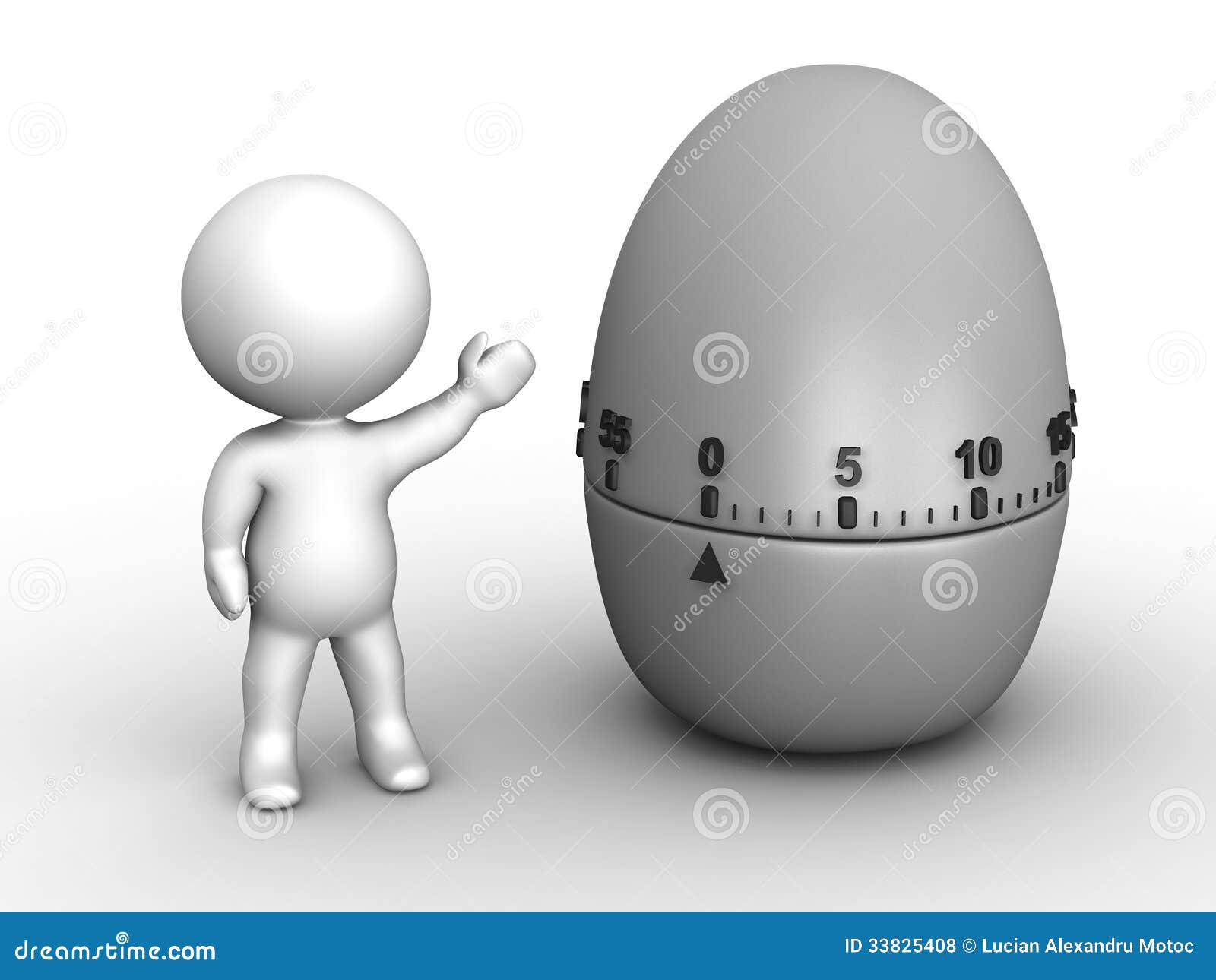 3D Man Showing Pomodoro Egg Timer Stock Photo | CartoonDealer.com #33825408
