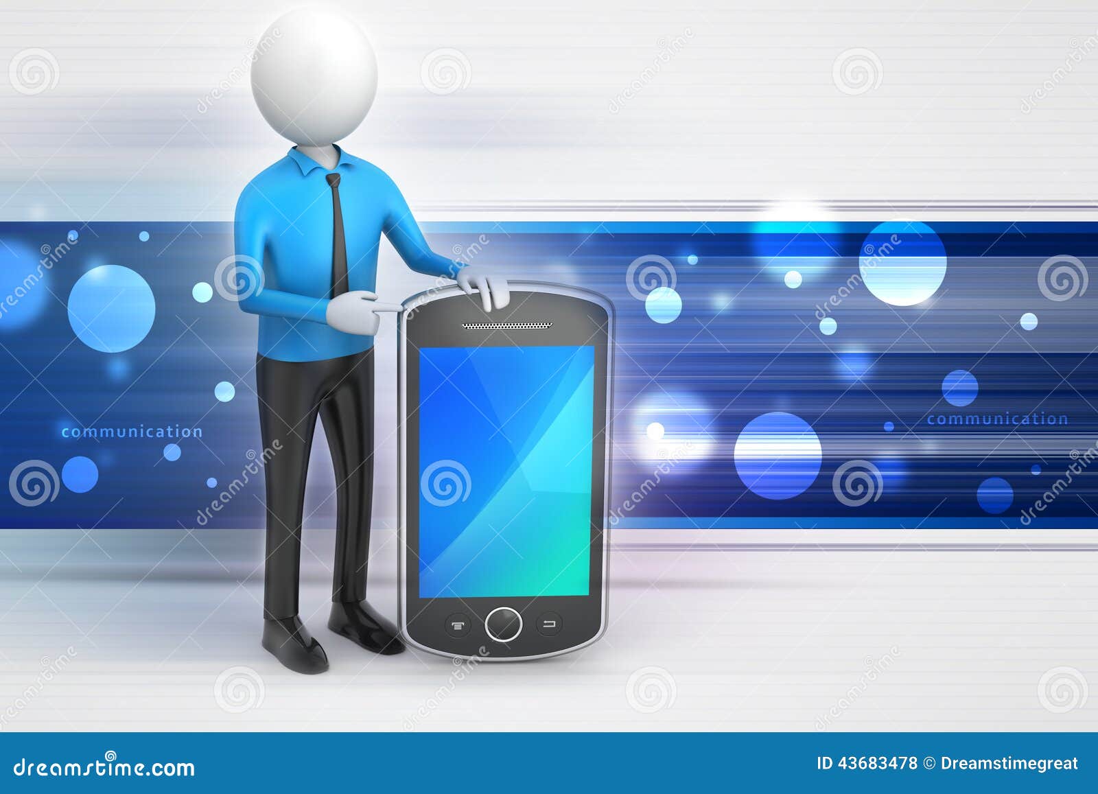 3d Man Showing the Tablet Computer Stock Illustration - Illustration of ...