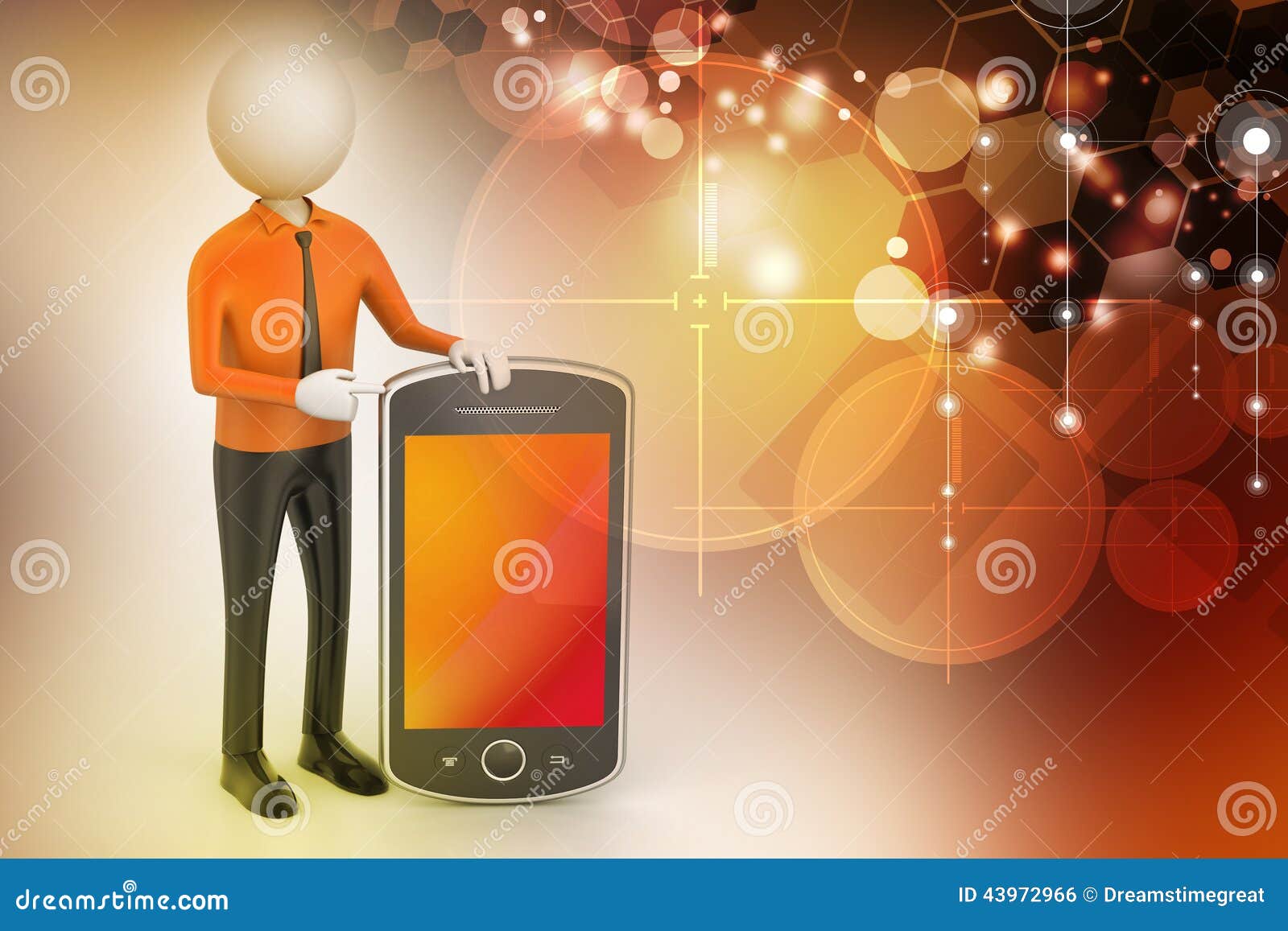 3d Man Showing the Tablet Computer Stock Illustration - Illustration of ...