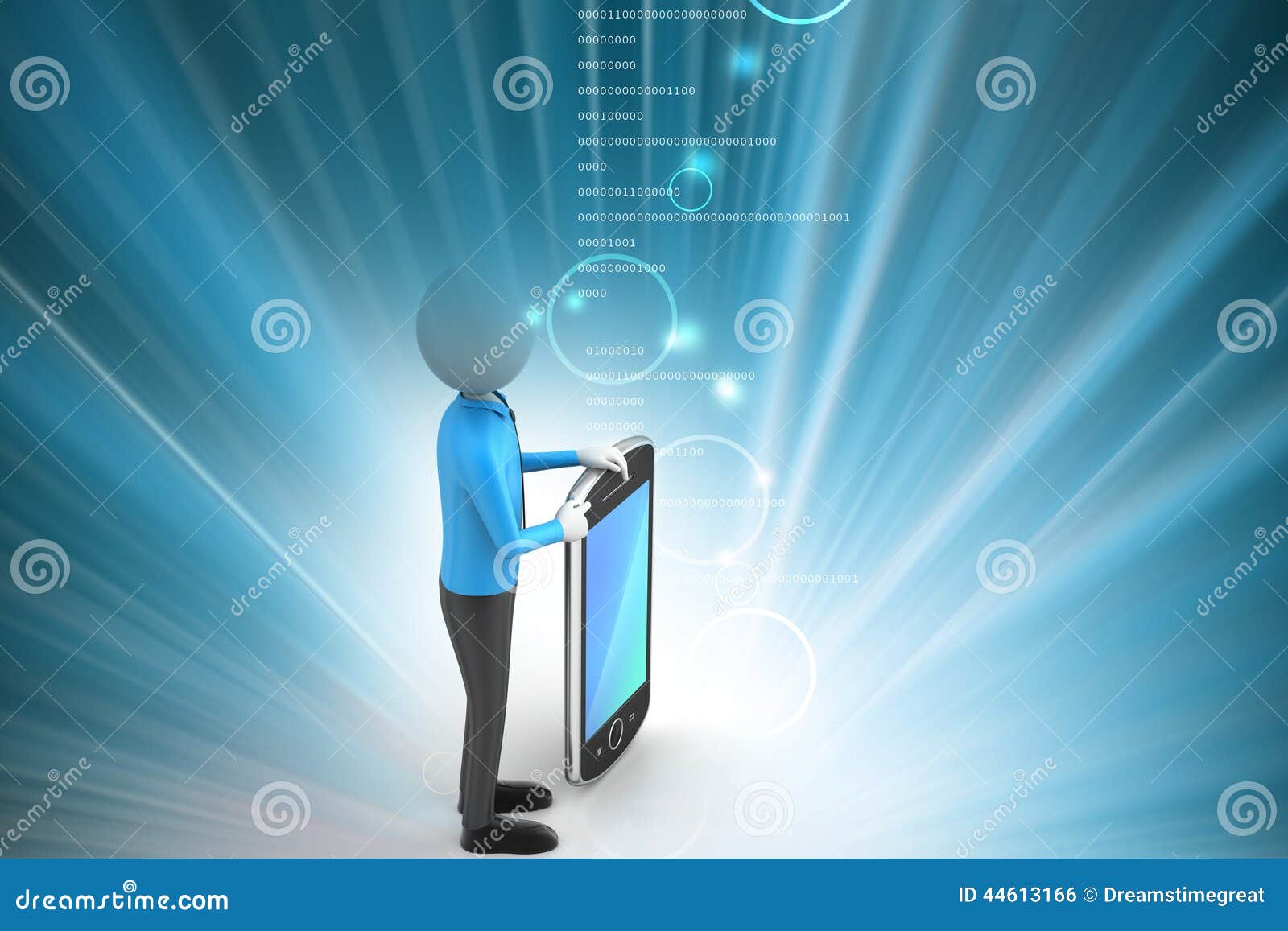 3d Man Showing the Tablet Computer Stock Illustration - Illustration of ...