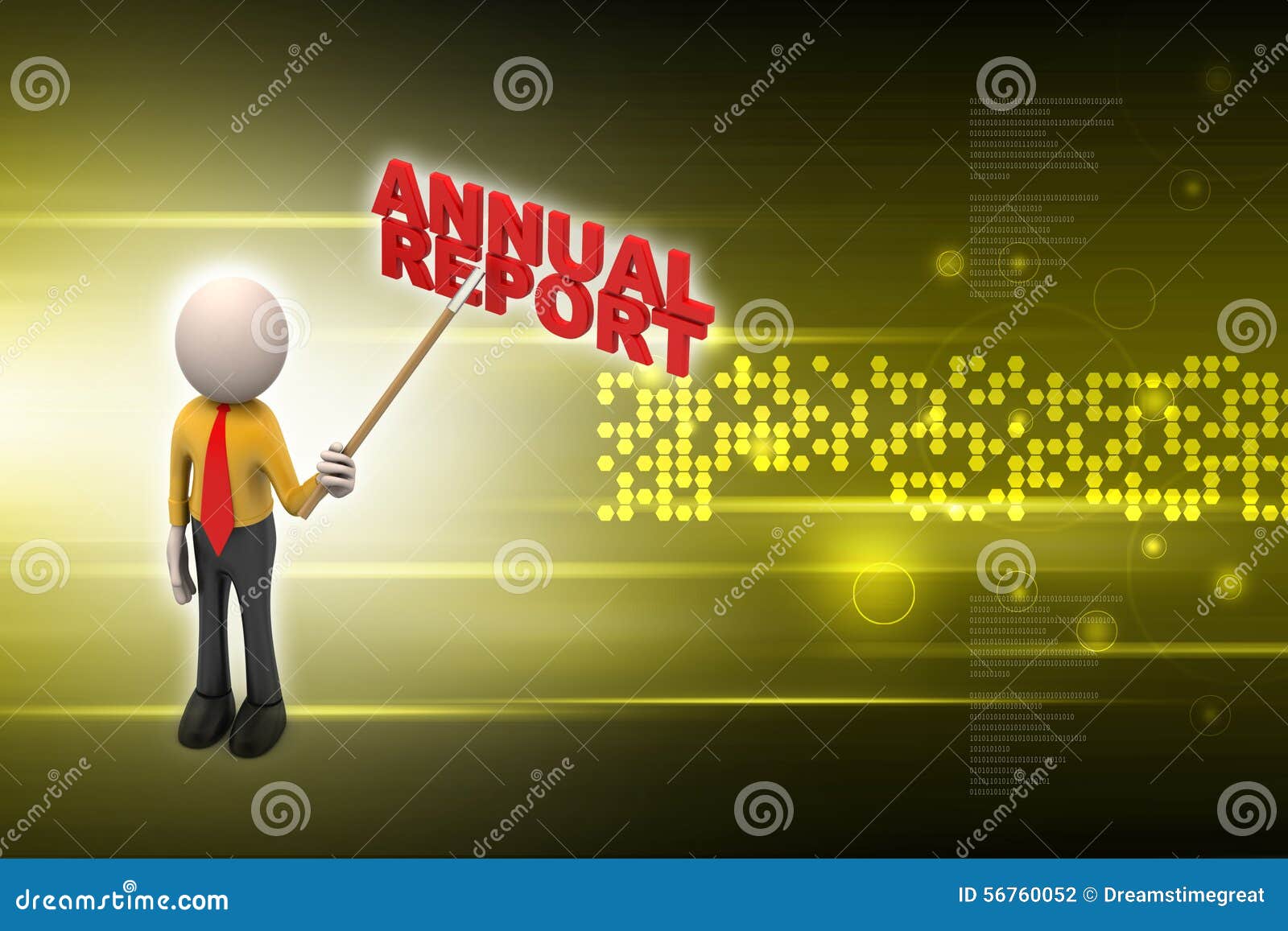 3d Man Shows the Annual Report Stock Illustration - Illustration of ...