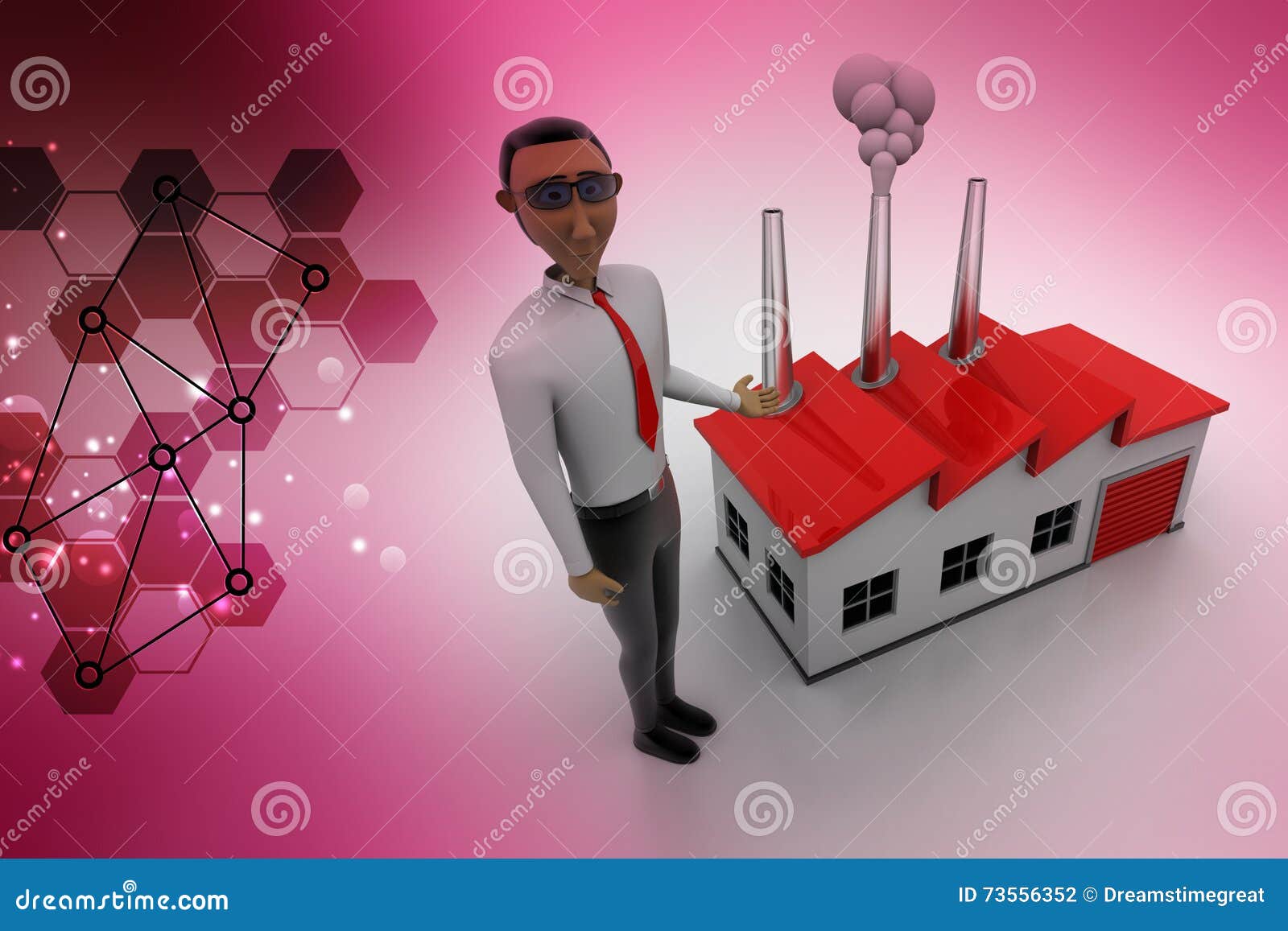 3d man shows factory stock illustration. Illustration of internet ...