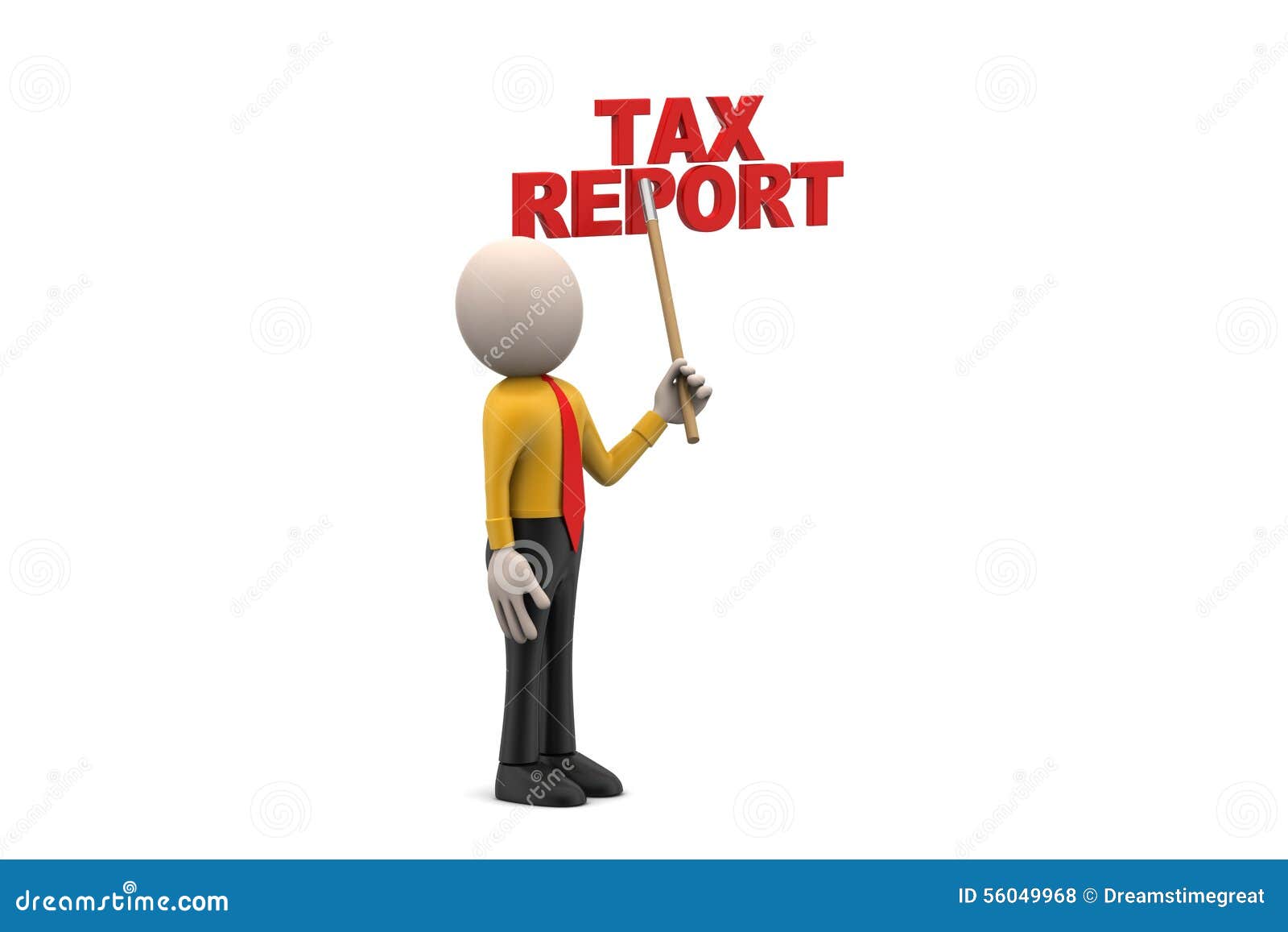 3d Man Shows the Tax Report Stock Illustration - Illustration of hand ...