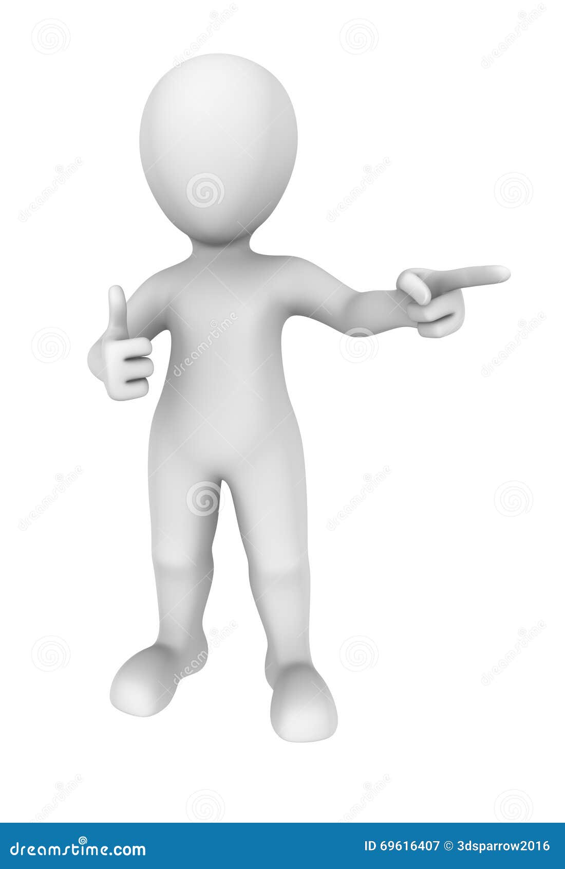 3d Man Shows Thumbs Up Gesture and Pointing Finger Stock Illustration ...