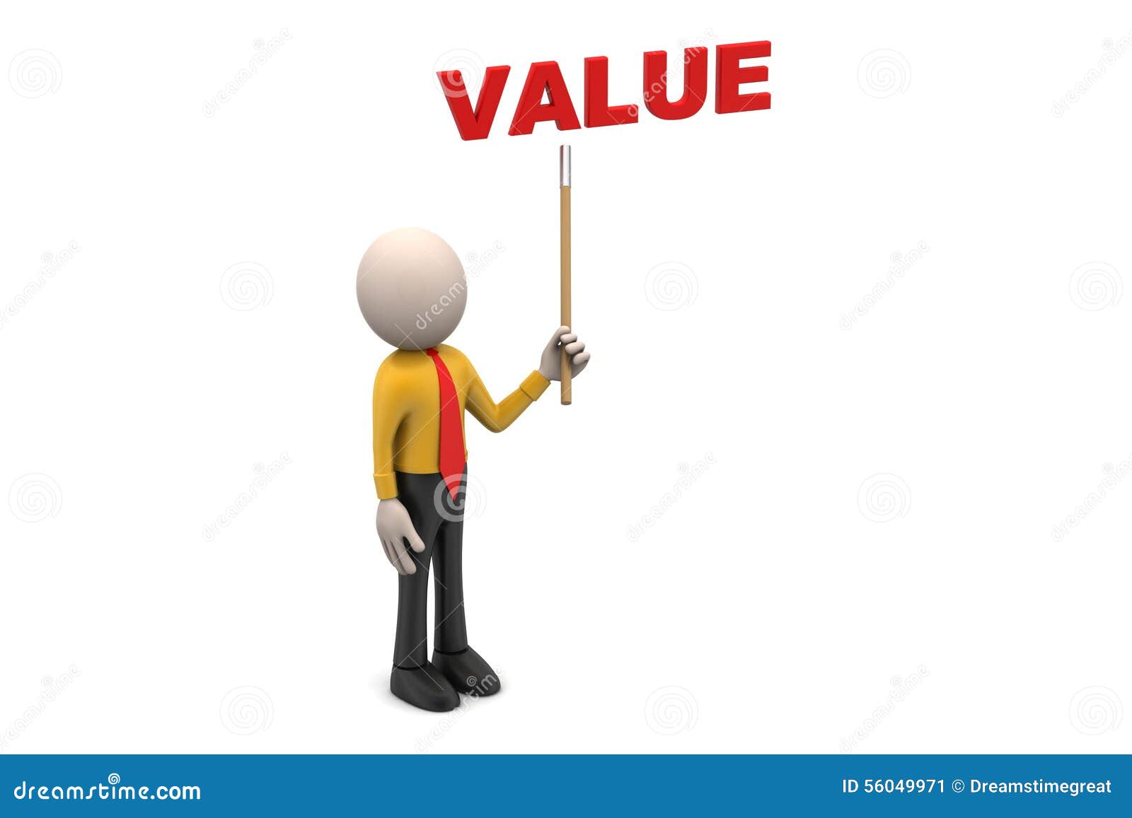 3d Man Shows the Value Text Stock Illustration - Illustration of ...