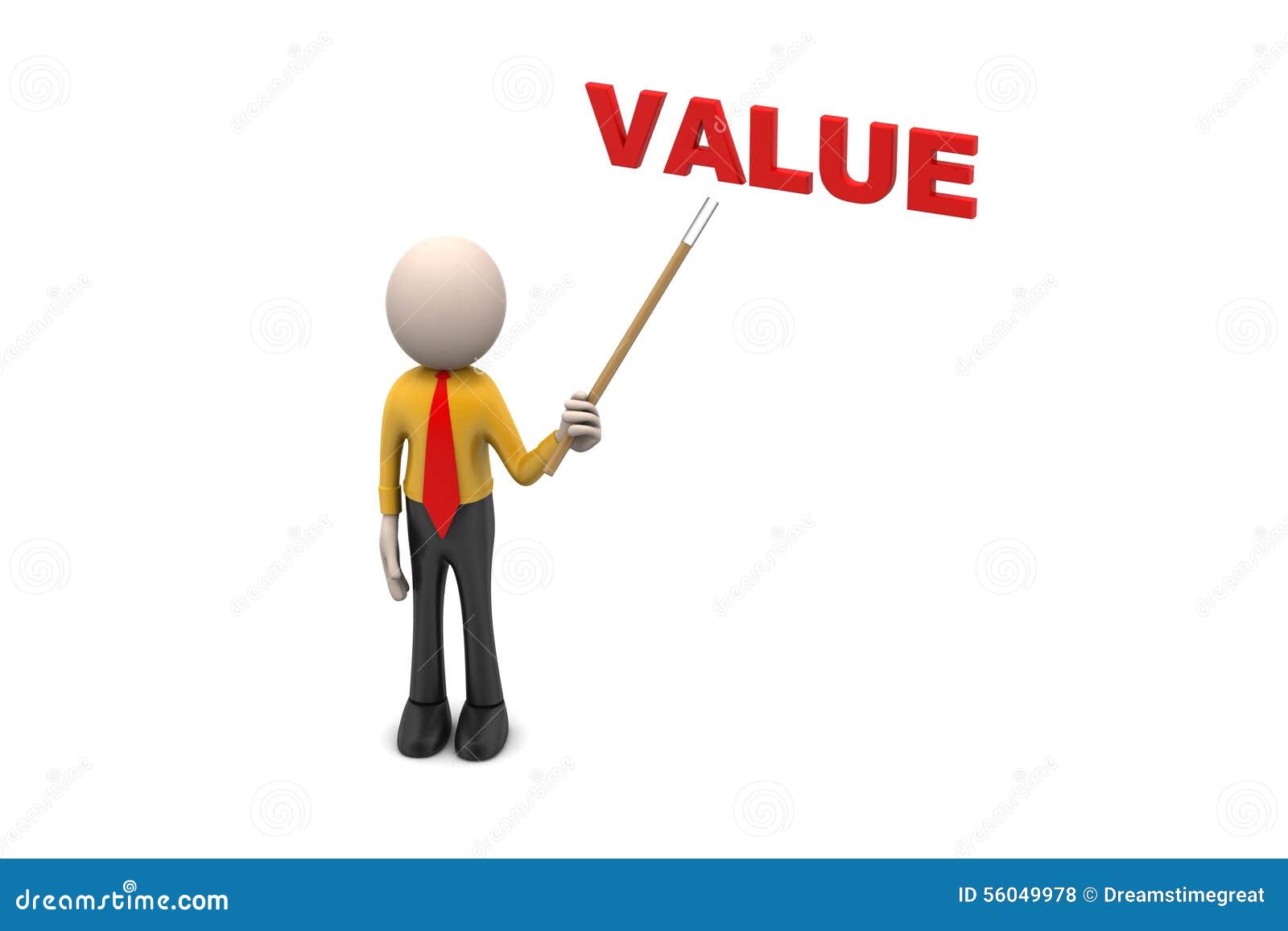 3d Man Shows the Value Text Stock Illustration - Illustration of area ...