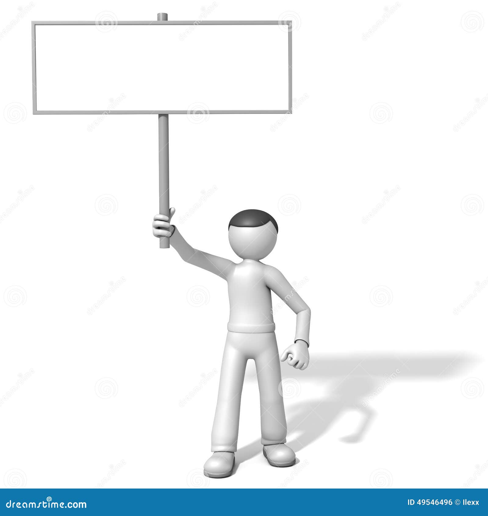 3d man with sign board stock illustration. Illustration of demand ...