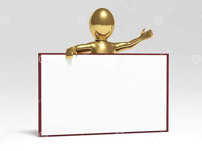 3d man with sign board stock illustration. Illustration of display ...