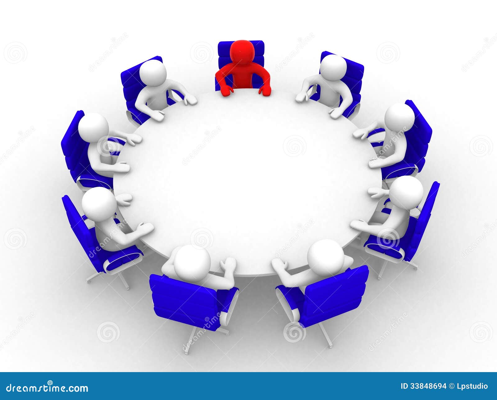 3D Man Sitting At A Round Table And Having Business Meeting Royalty ... 3D Man Sitting At A Round Table And Having Business Meeting Royalty ...