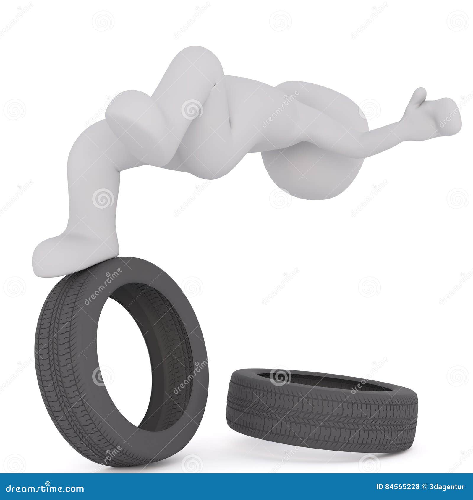 3D Man Slipped on Car Tyres Stock Illustration - Illustration of runner ...