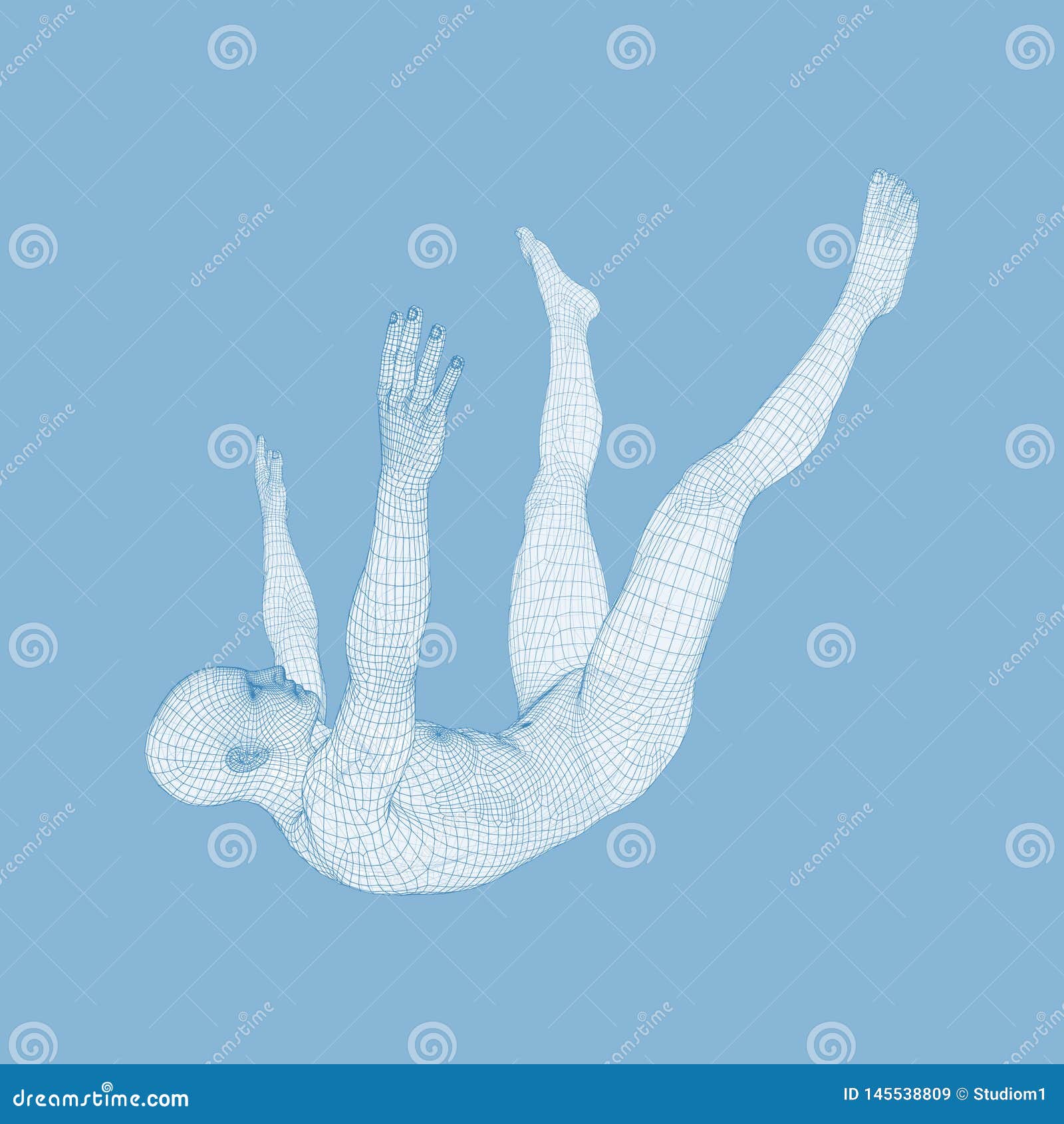 3d Man Slipping And Falling. Silhouette Of A Man Fallen Down. 3D Model ...