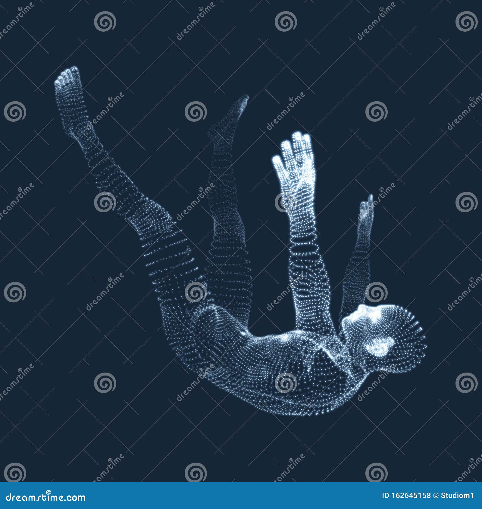 3d Man Slipping and Falling. Silhouette of a Man Fallen Down. 3D Model ...
