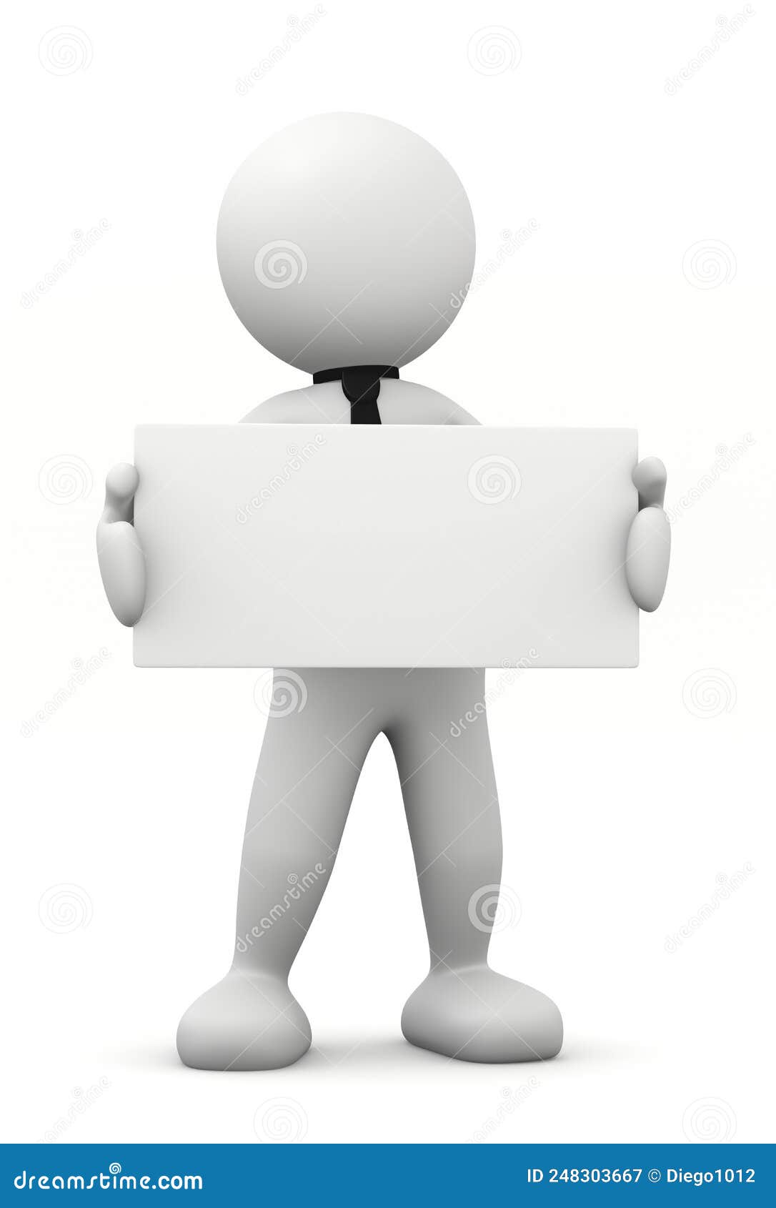 3d man with small sign stock image. Image of information - 248303667