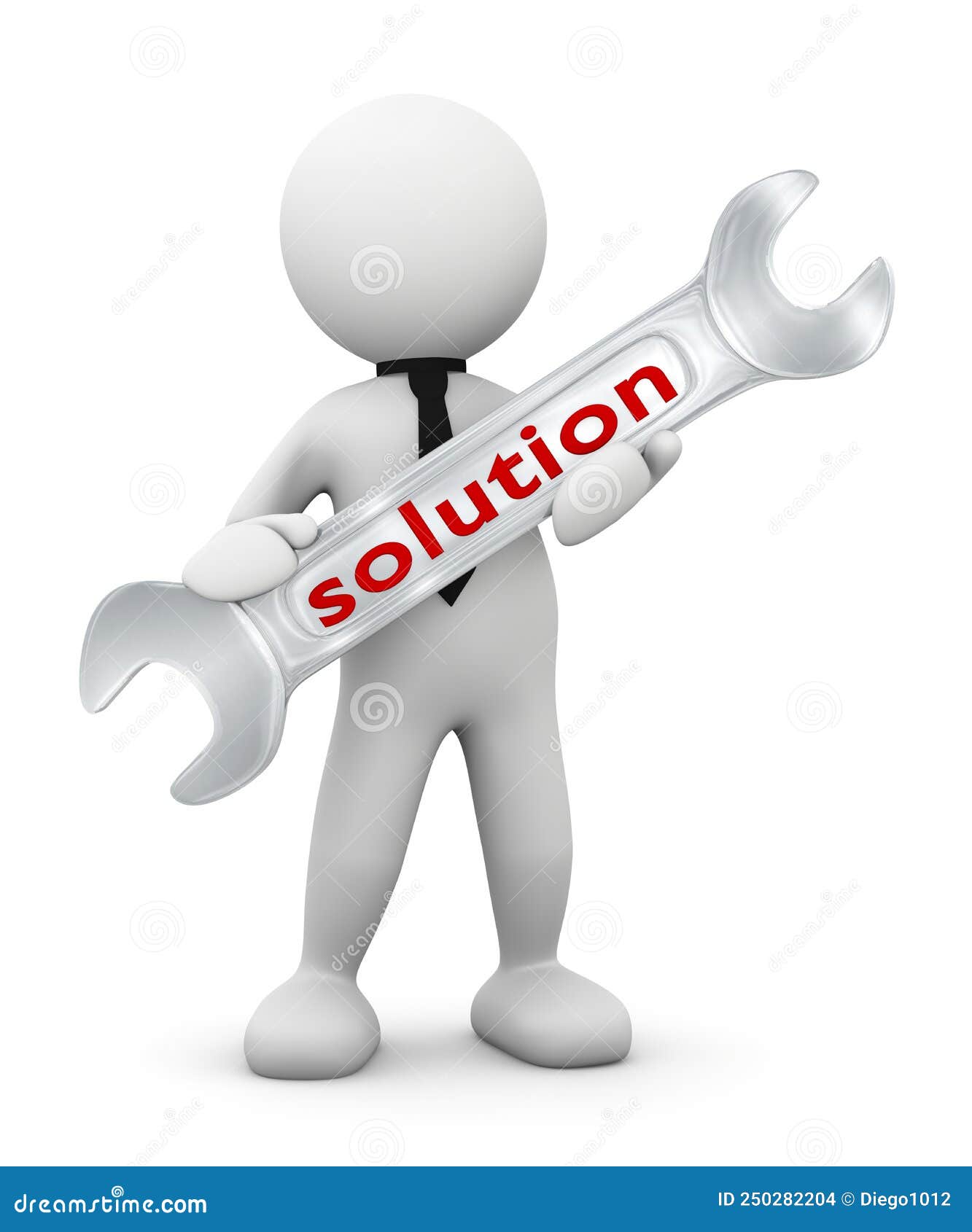 3d man with solution key stock illustration. Illustration of marketing ...