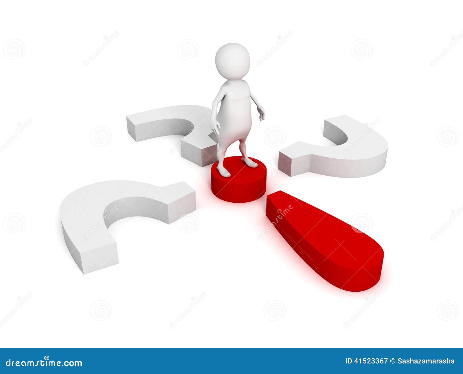 3d Man Solve a Problem with Question Marks Stock Illustration ...