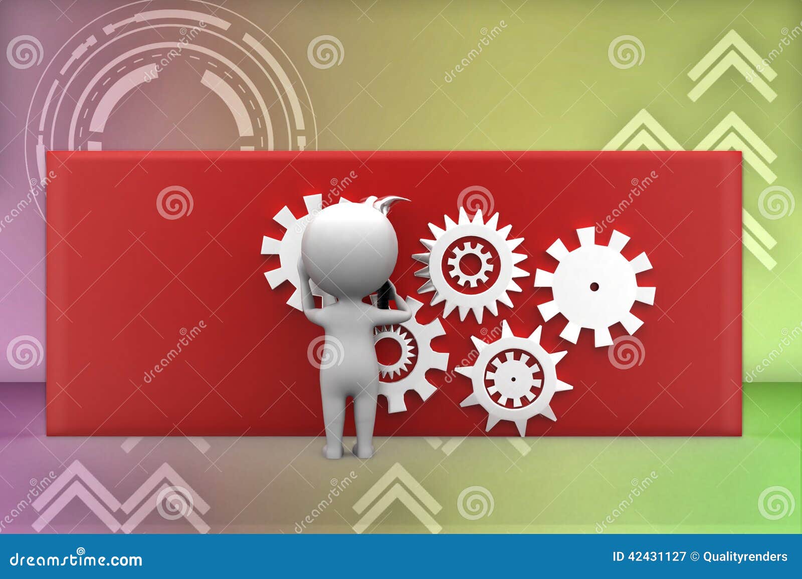 3d Man Spinning Gears Illustration Stock Illustration - Illustration of ...