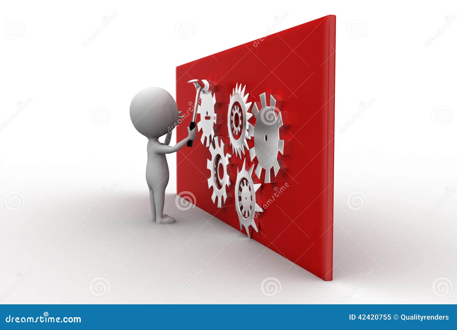 3d man spinning gears stock illustration. Illustration of graphic ...