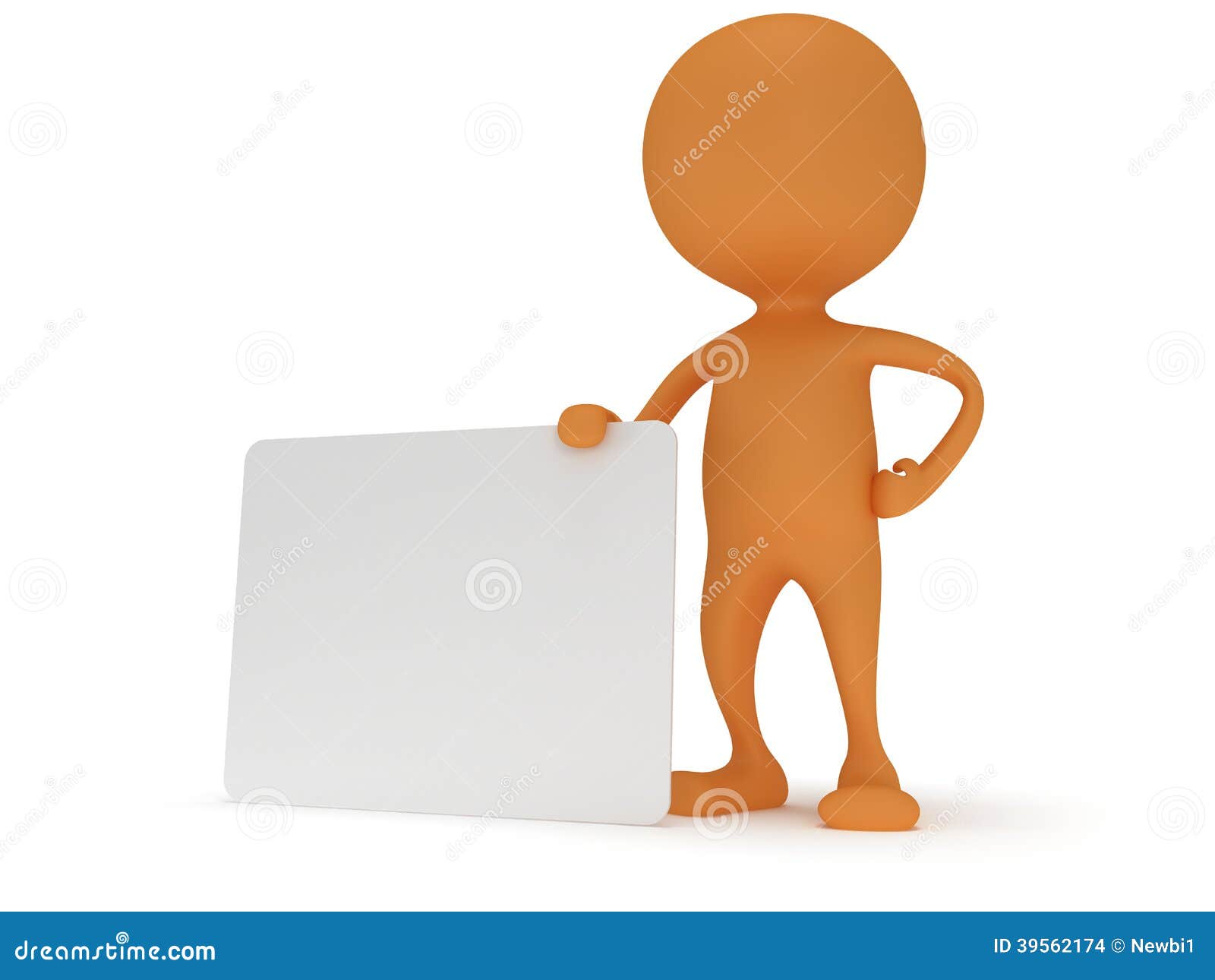 3d Man Stand with Blank White Board. Stock Illustration - Illustration ...